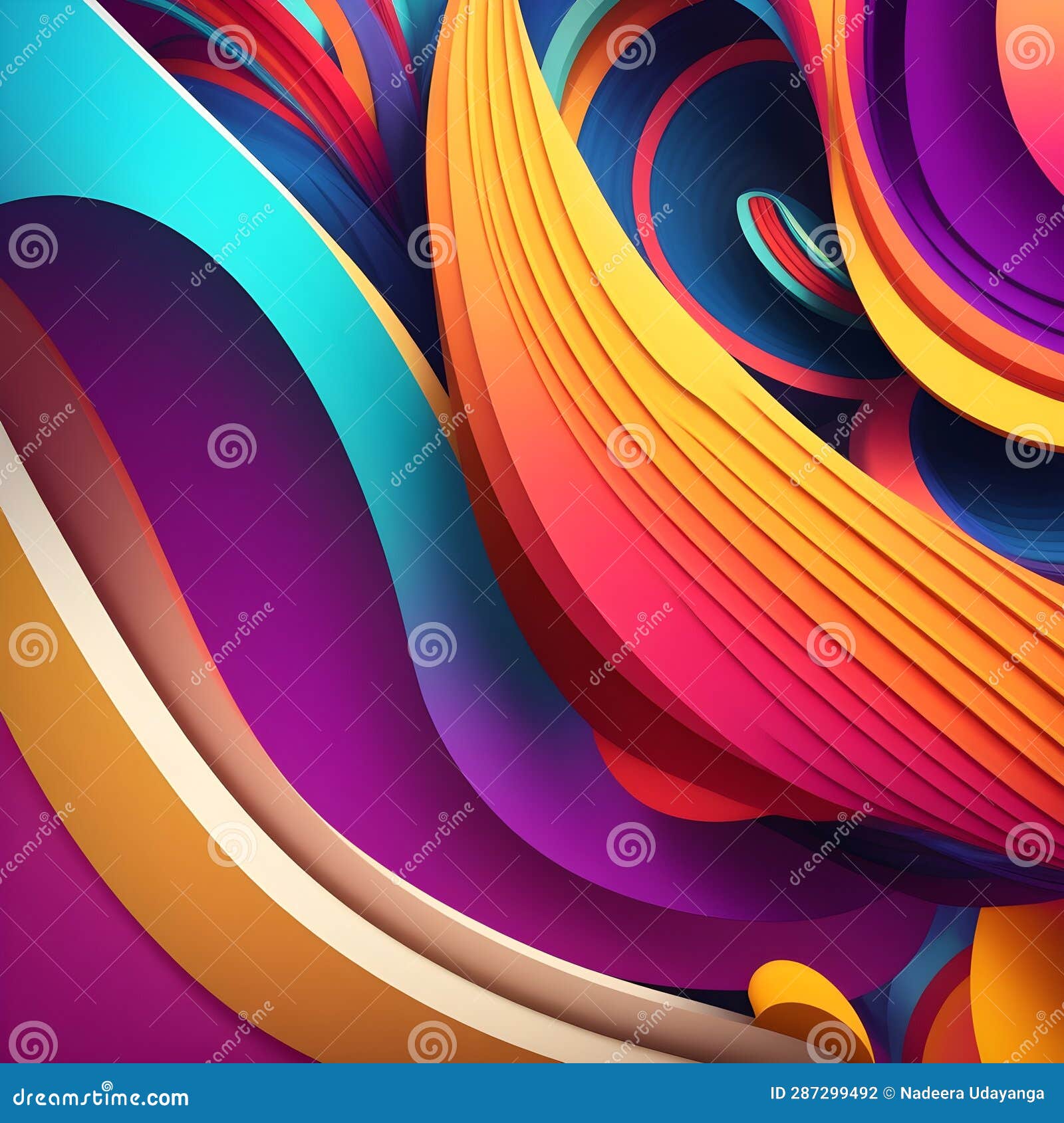 3d Colorful Abstract Wavy Illustration for Wallpaper and Background ...