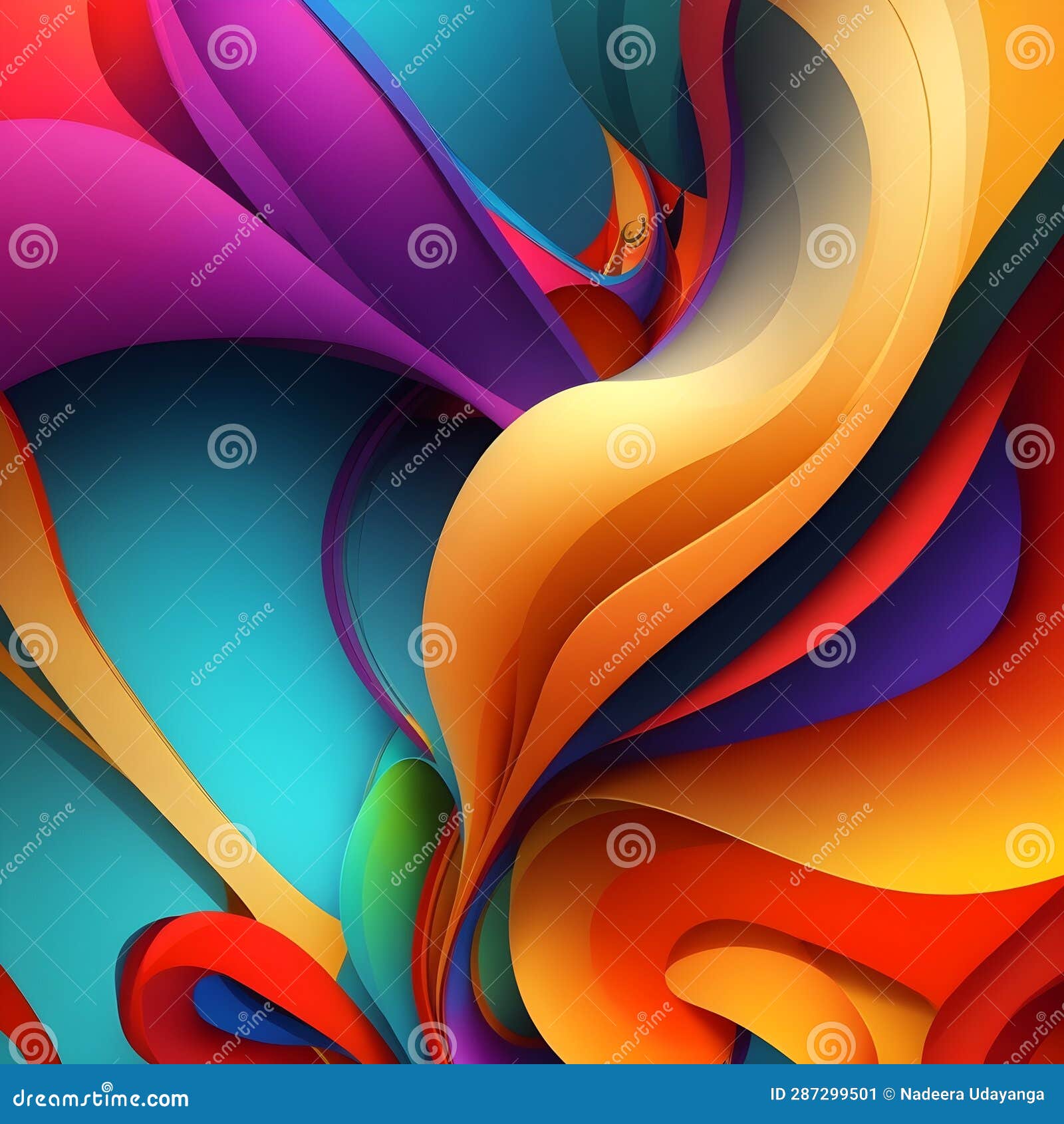 3d Colorful Abstract Wavy Illustration for Wallpaper and Background ...