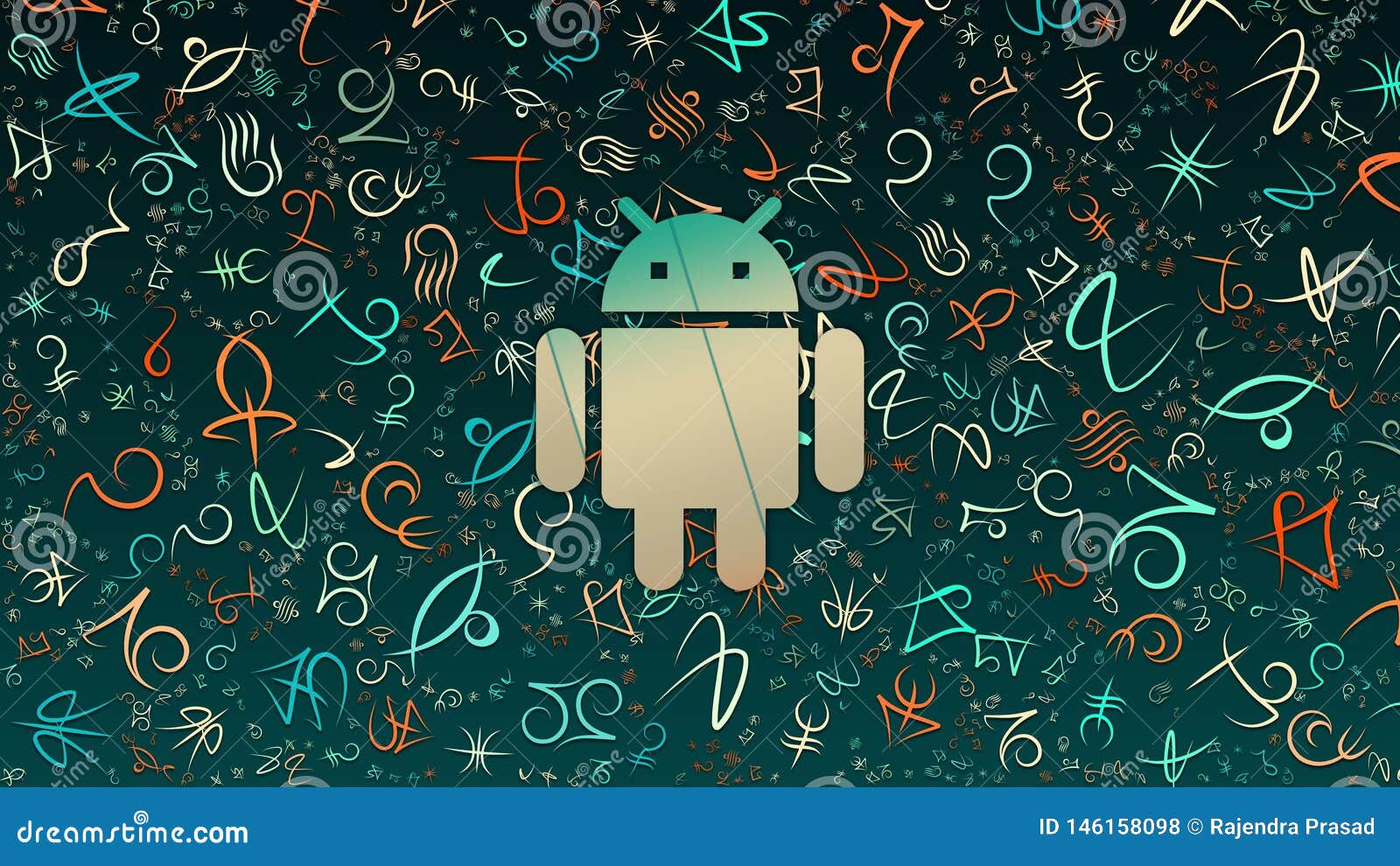 Abstract Design, Android Logo, Multiple Symbols in Background Editorial ...
