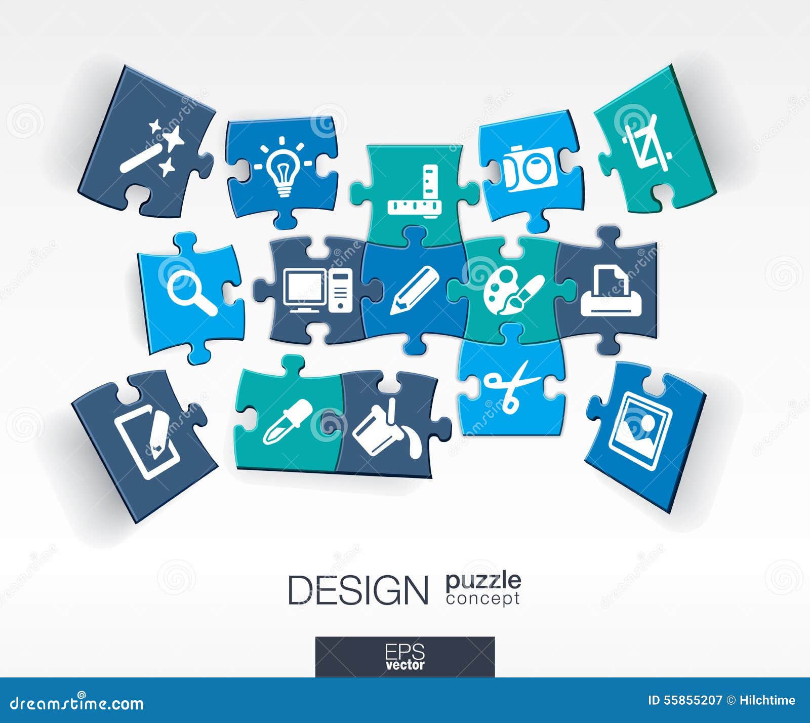 Abstract Design Background with Connected Color Puzzles, Integrated ...