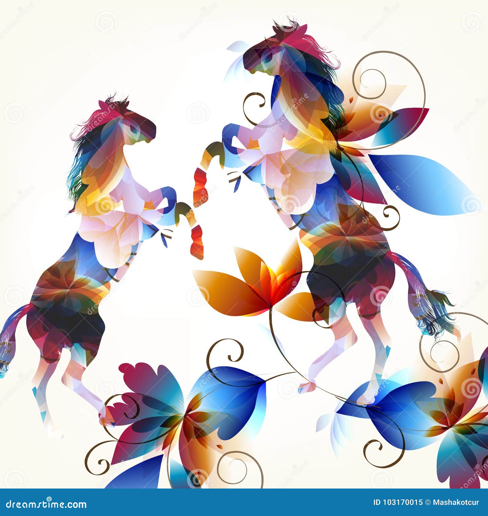 Abstract Design Background with Vector Horses Stock Vector ...