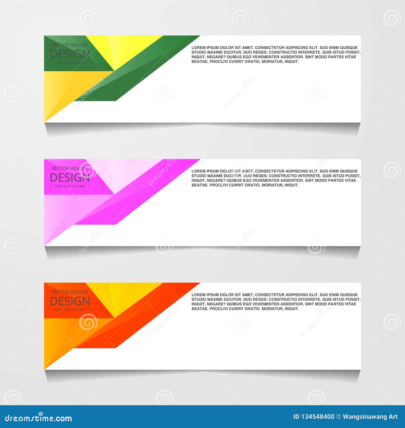 Abstract Design Banner, Web Template with Three Different Color, Layout ...