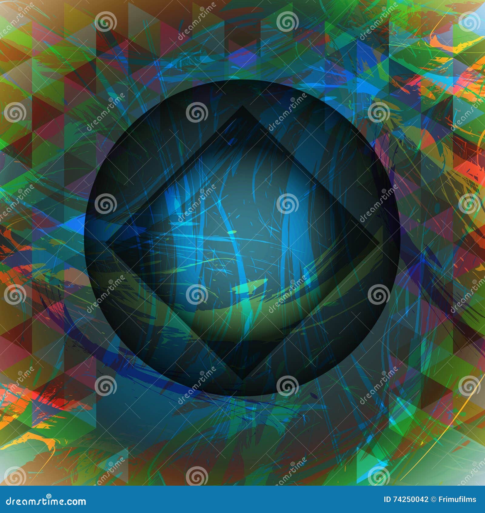 Abstract Design with Big Circle, Square and Colored Triangles. Stock ...