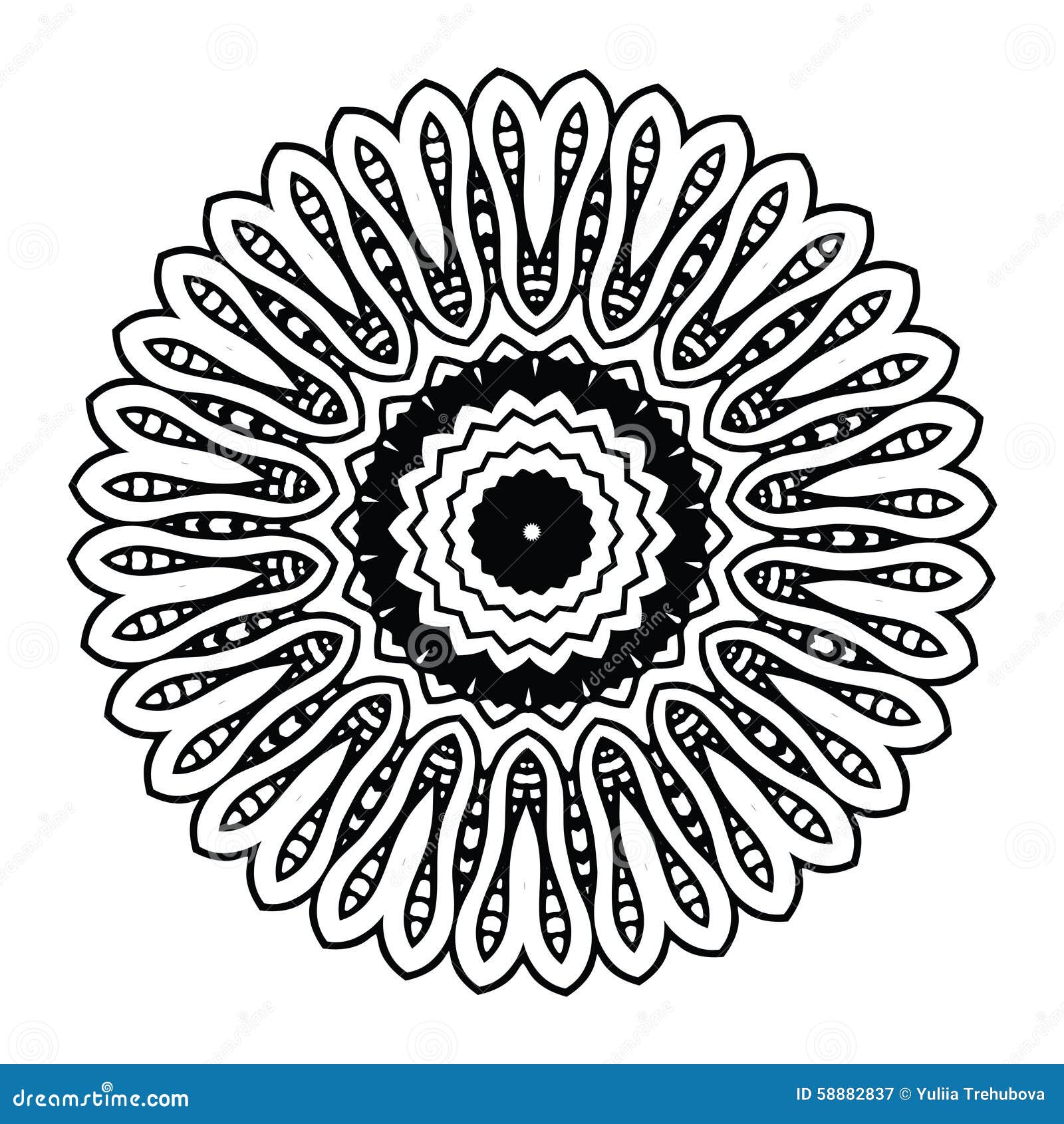 Abstract Design Black White Element. Round Mandala in Vector. Graphic ...