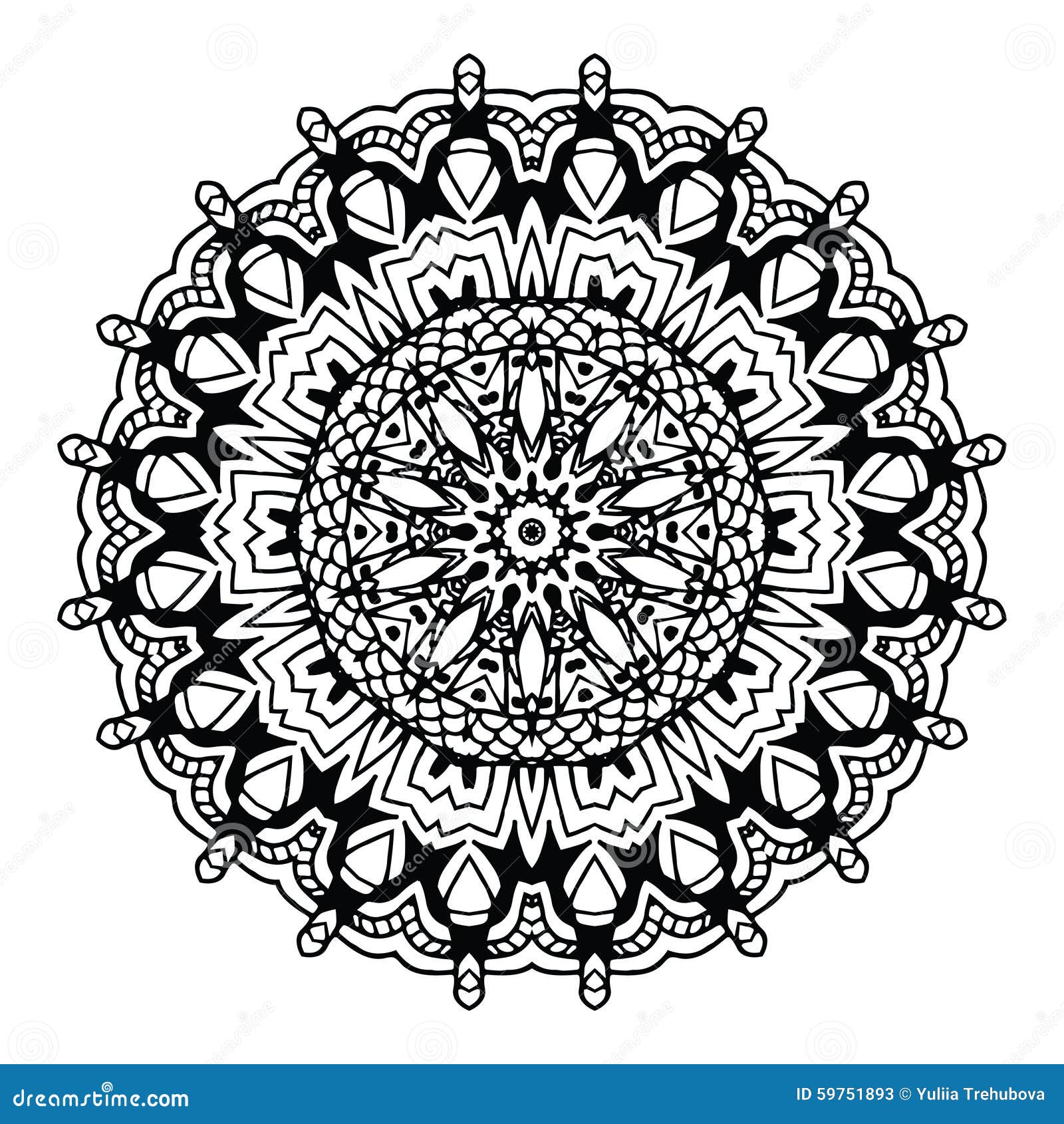 Abstract Design Black White Element. Round Mandala in Vector. Graphic ...