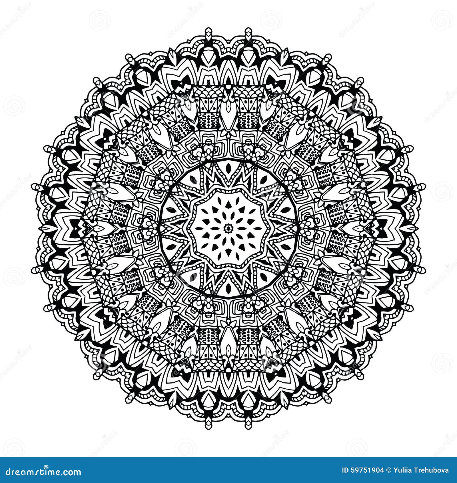 Abstract Design Black White Element. Round Mandala in Vector. Graphic ...