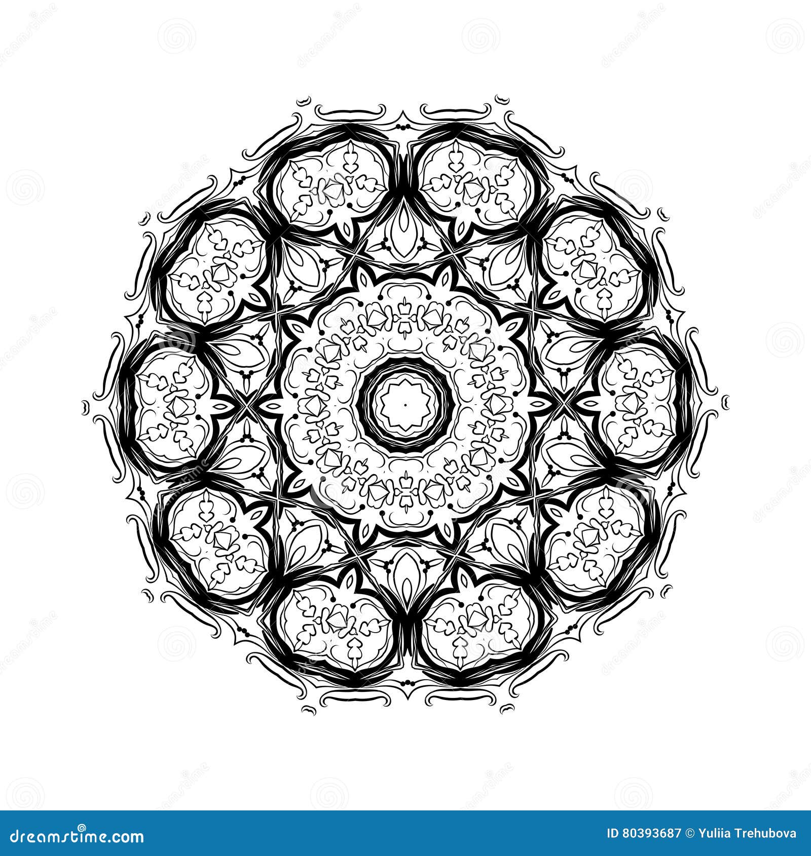 Abstract Design Black White Element. Round Mandala in Vector. Graphic ...