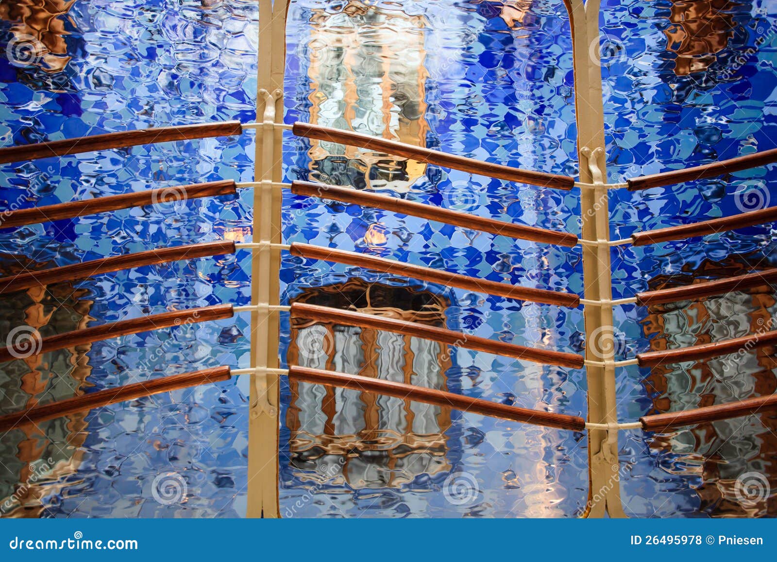 Abstract Design Blue Glass and Railing Shimmering Stock Photo - Image ...