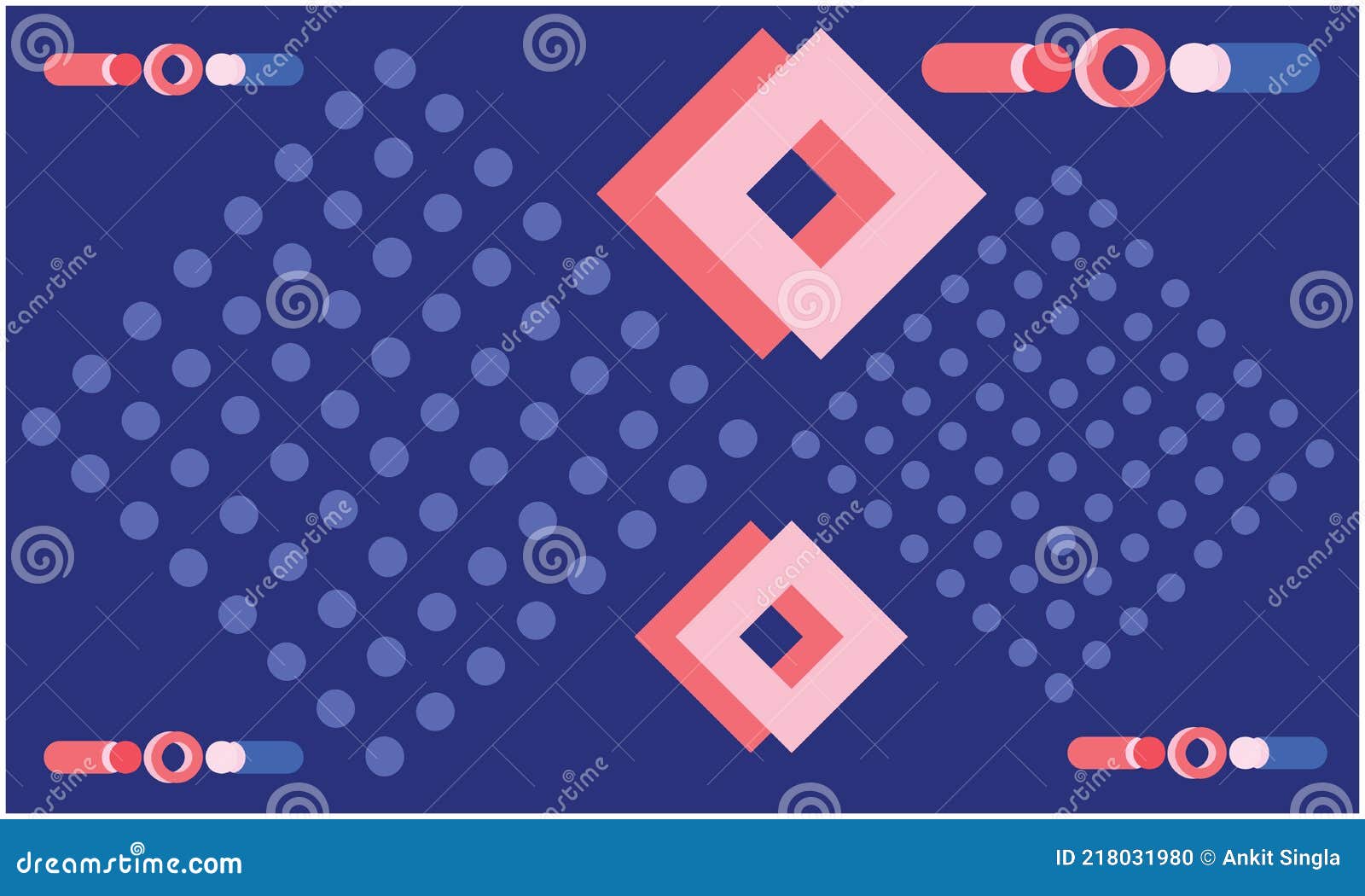 Abstract Design of Box and Circle on Blue Dotted Background Stock ...