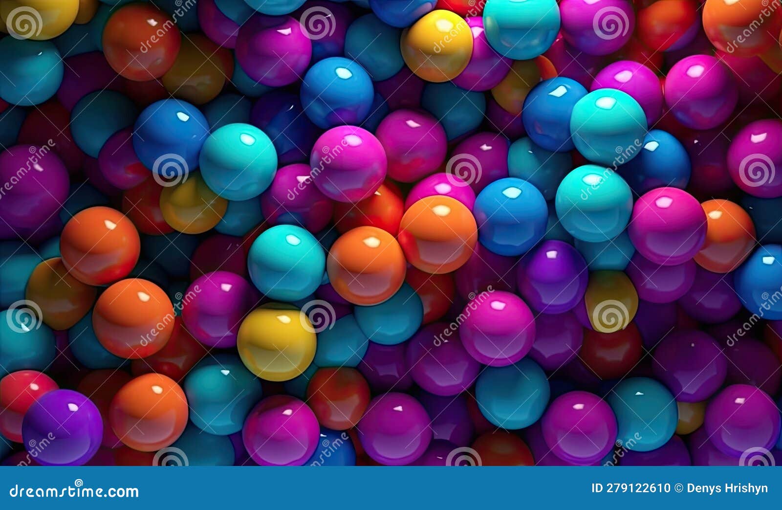 Abstract Design with Bright Balls and Curved Lines Creating Using ...