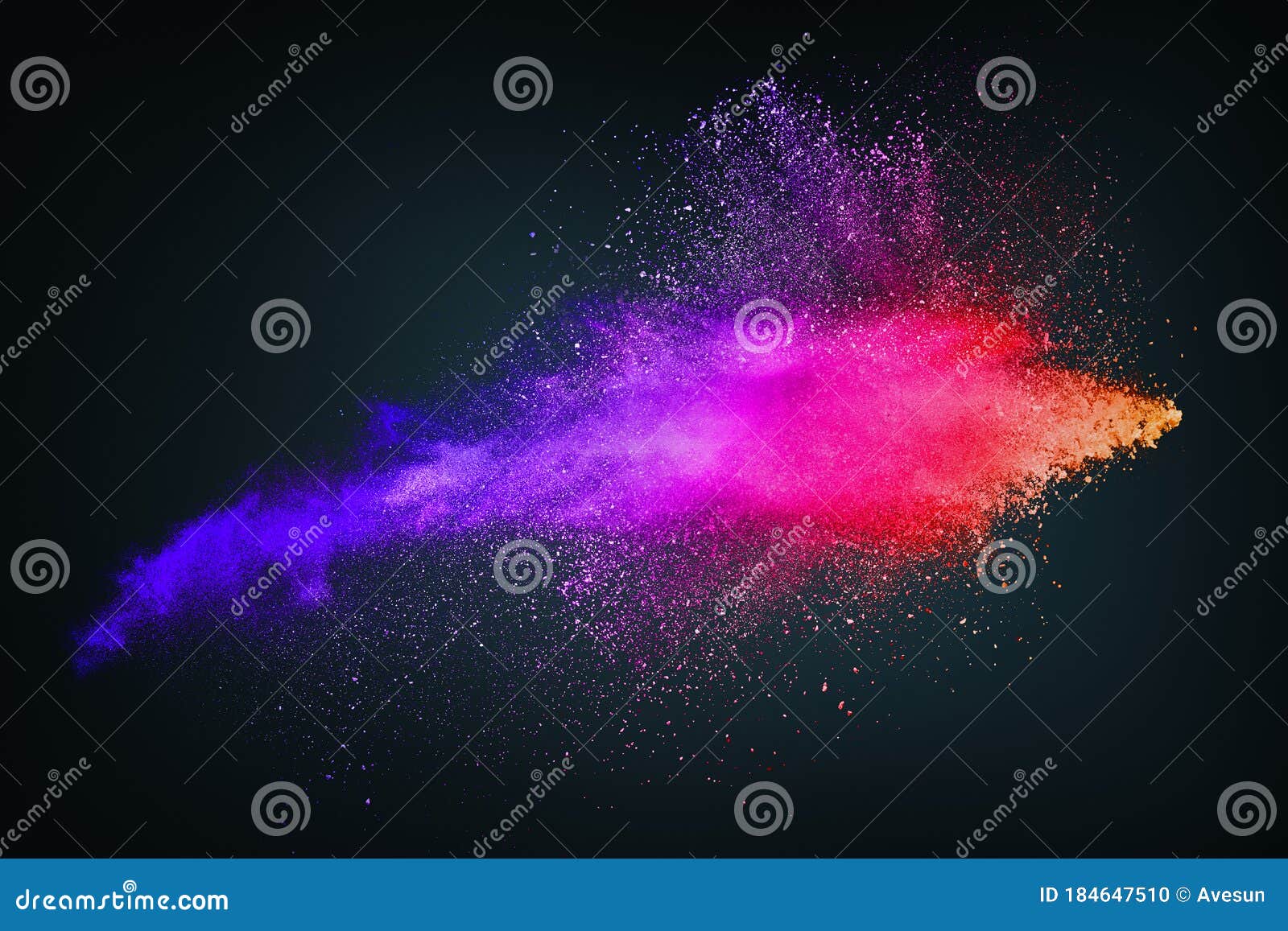 Abstract Design of Bright Colored Powder Cloud on Dark Background Stock ...