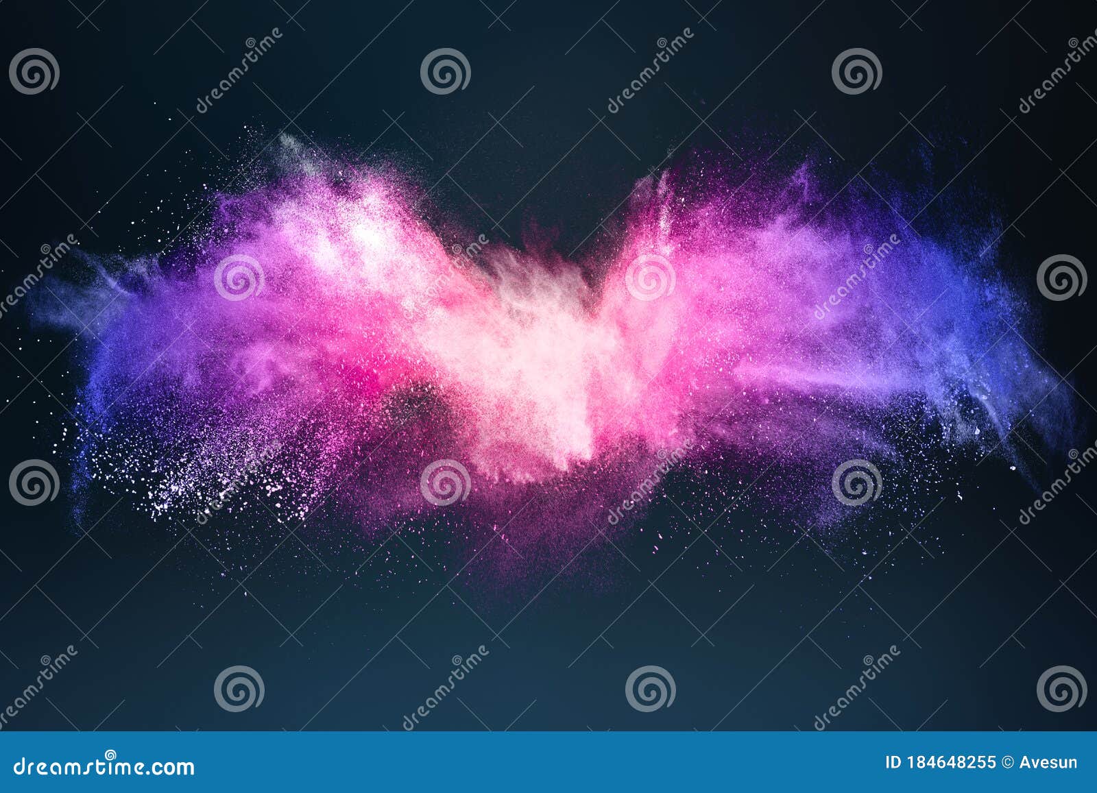 Abstract Design of Bright Colored Powder Cloud on Dark Background Stock ...
