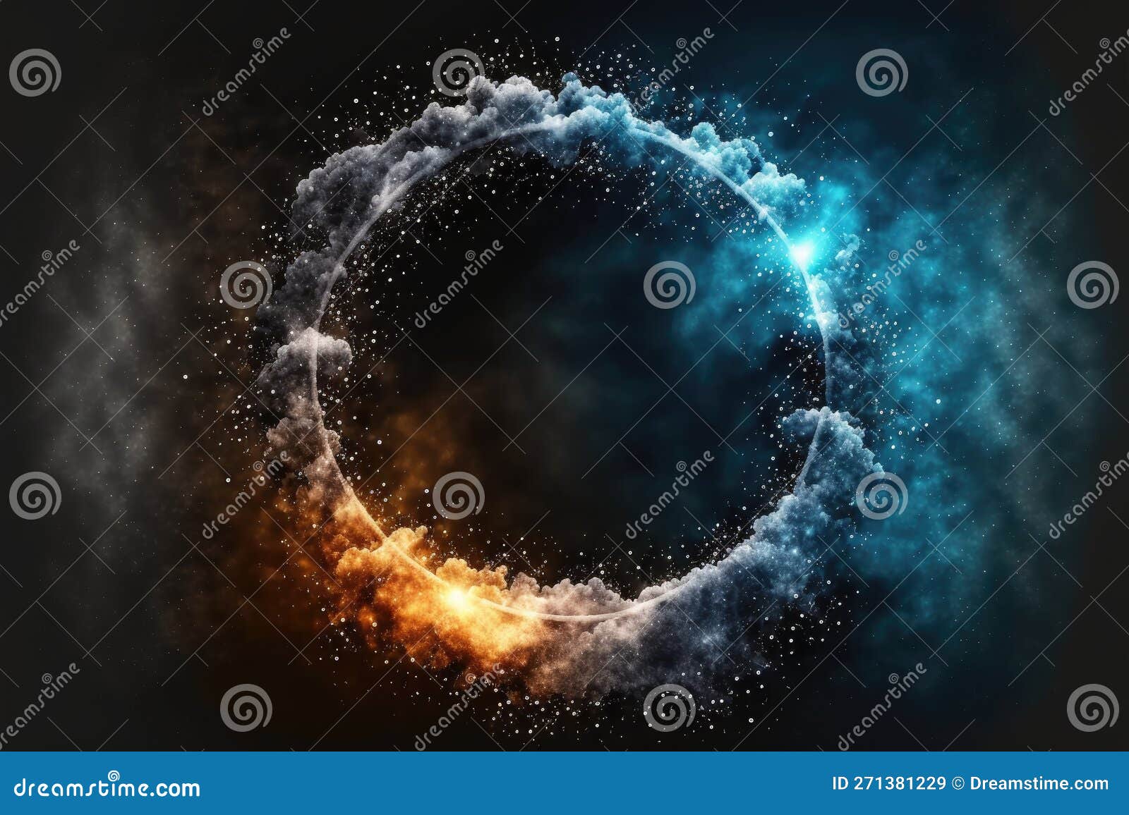 Abstract Design of Circle Shape Clouds with Dying Colorful Particles ...