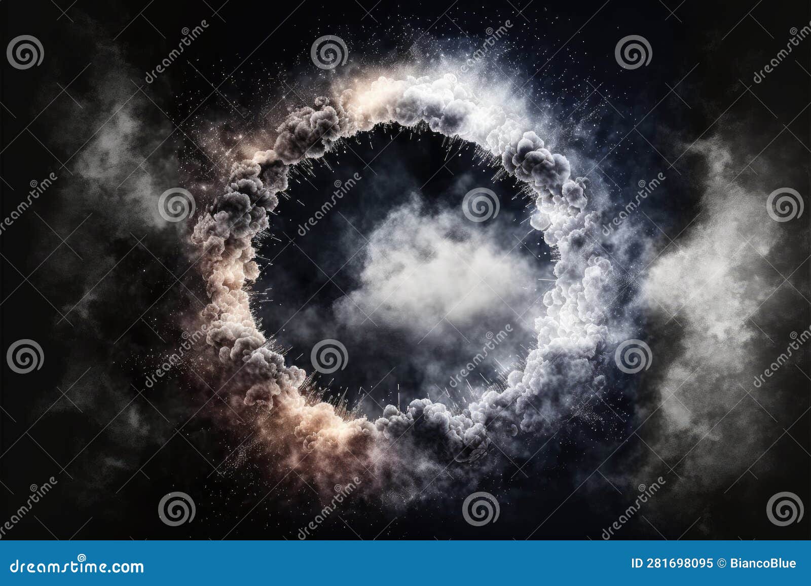 Abstract Design of Circle Shape Clouds with Dying Colorful Particles ...