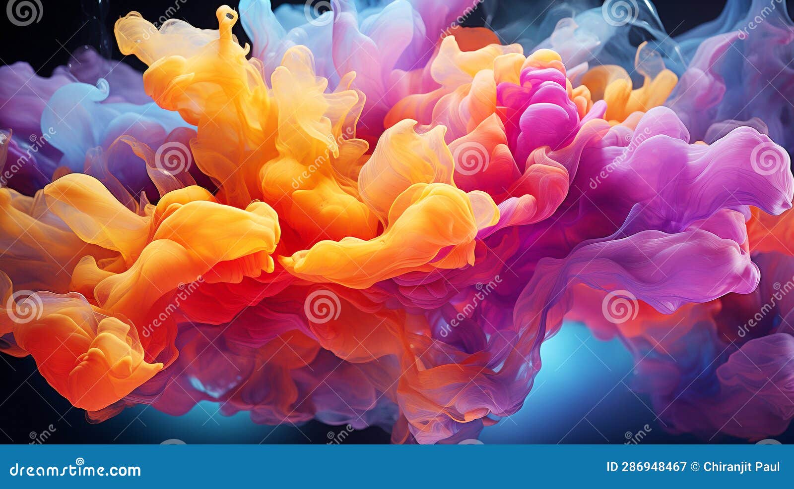 Abstract Design of Colorful Ink Waves Flowing Underwater Stock ...