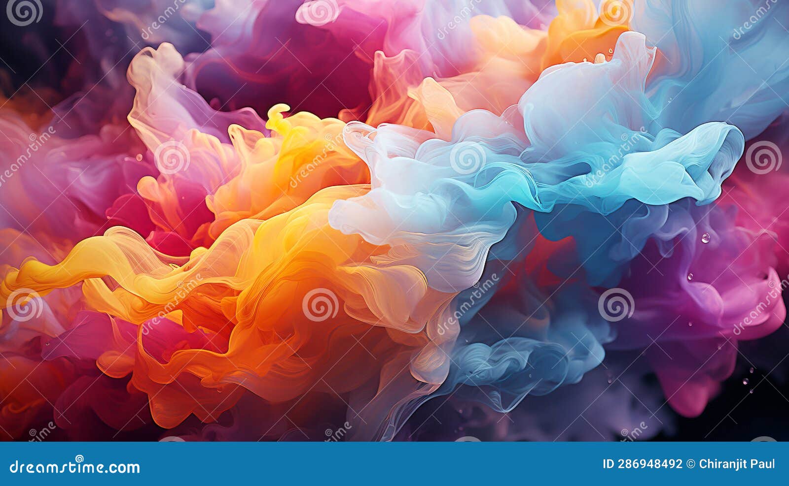 Abstract Design of Colorful Ink Waves Flowing Underwater Stock ...