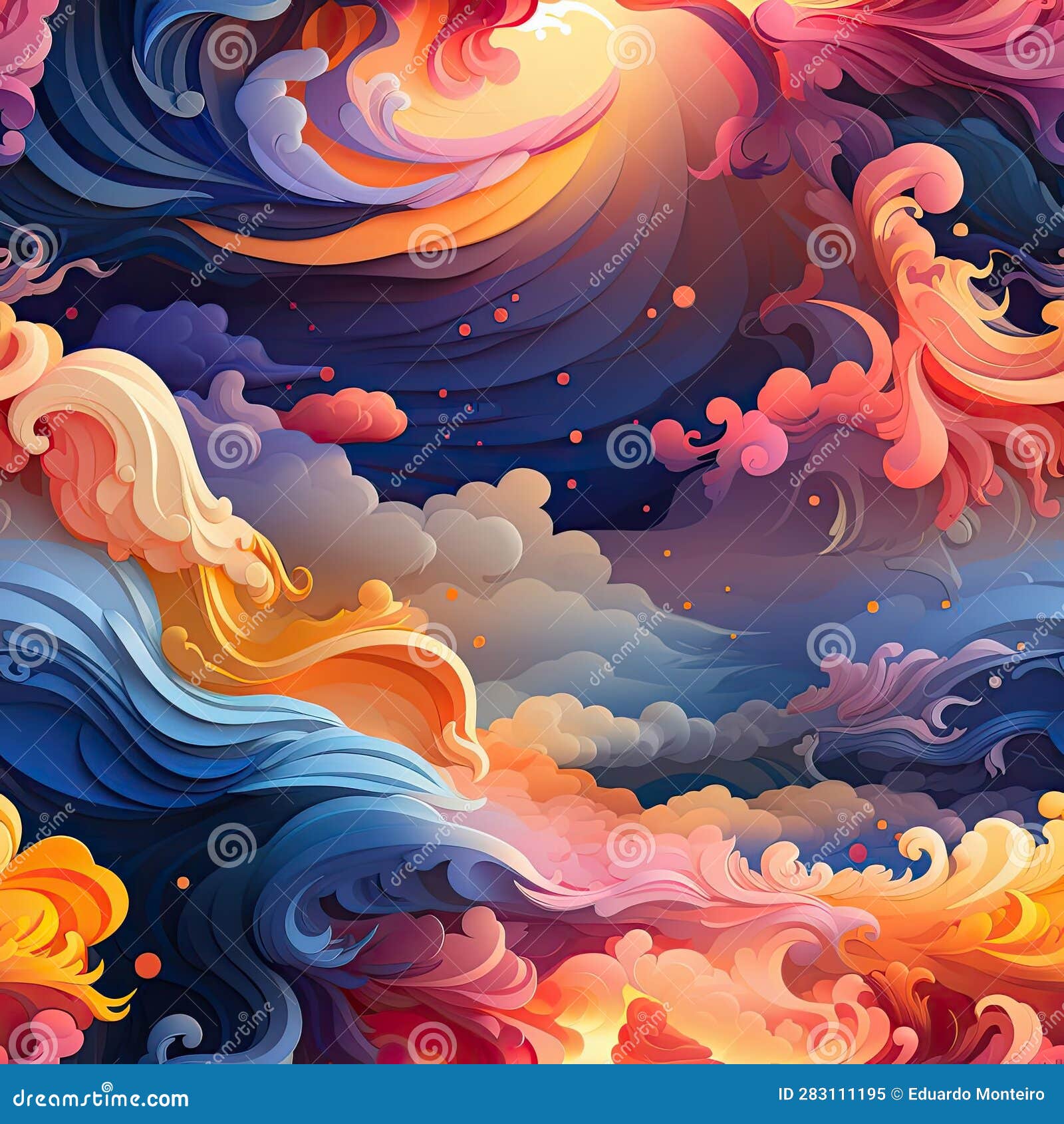 Abstract Design of Colorful Waves and Clouds with Fluid Figures (tiled ...