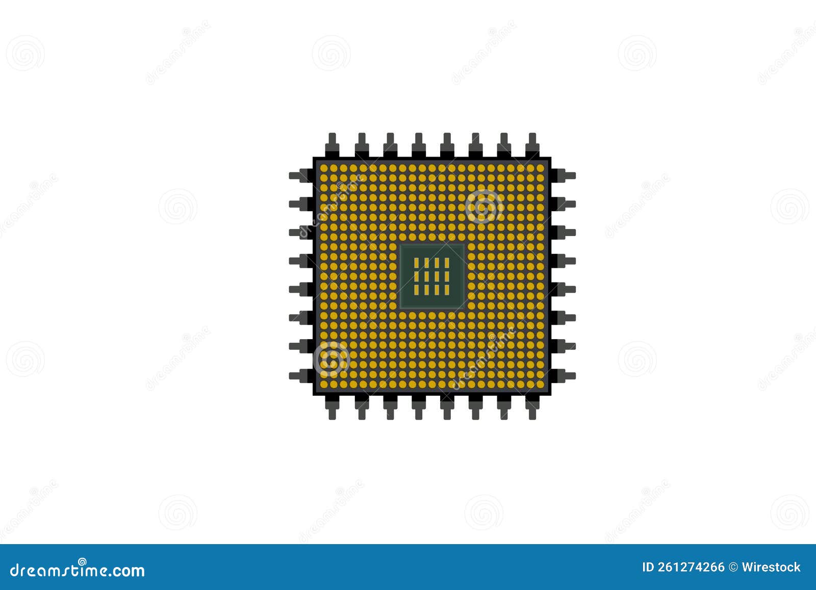 Abstract Design of CPU Chips with Board Connection on White Background ...