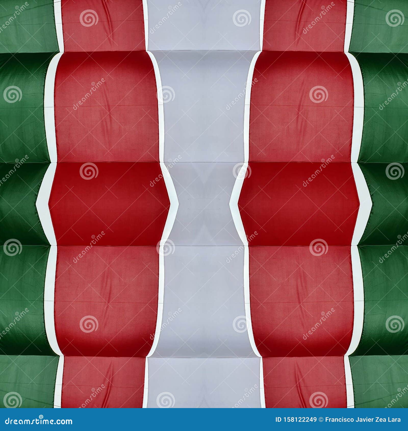 Abstract Design with Cuts of Fabric in Green, White and Red Color ...
