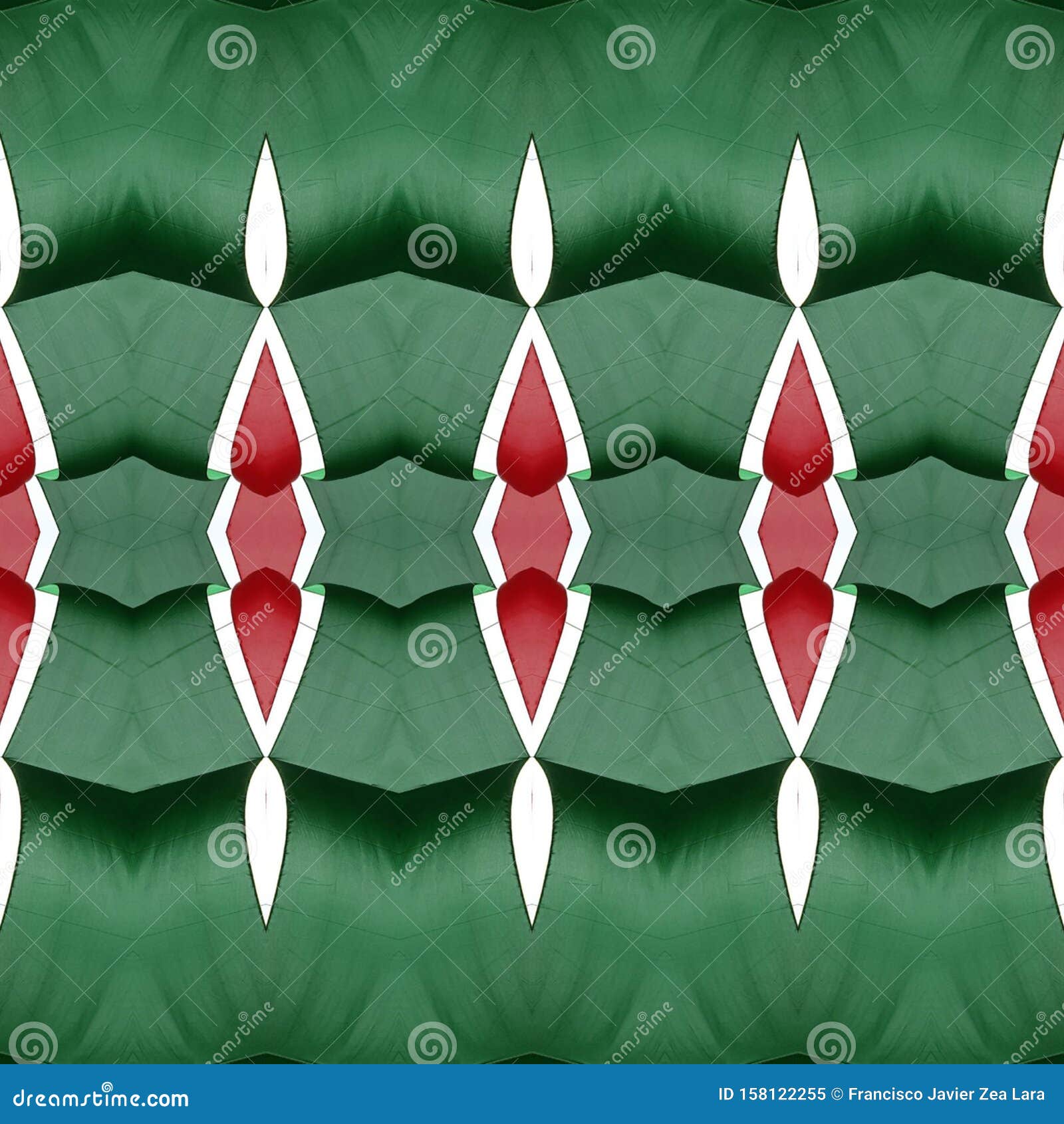Abstract Design with Cuts of Fabric in Green, White and Red Color ...