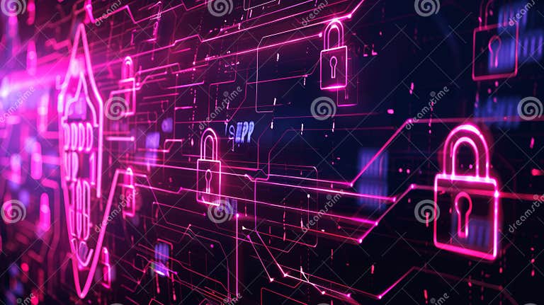 Abstract Design with Cybersecurity Themes. Stock Illustration ...