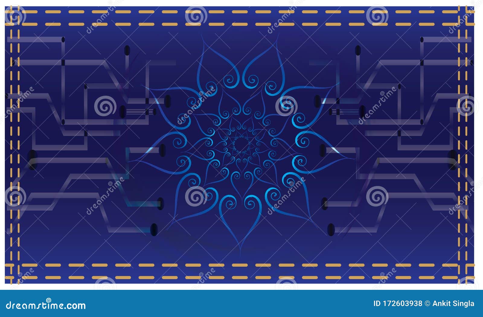 Abstract Design on Electronic Circuit with Gold Borders Stock Vector ...