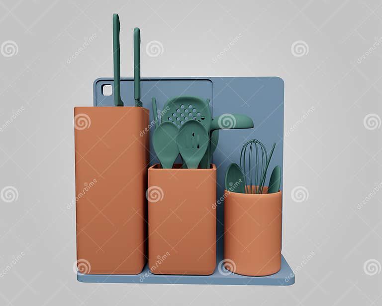 Abstract Design Element 3d Render of Kitchen Utensil Minimalist Concept ...