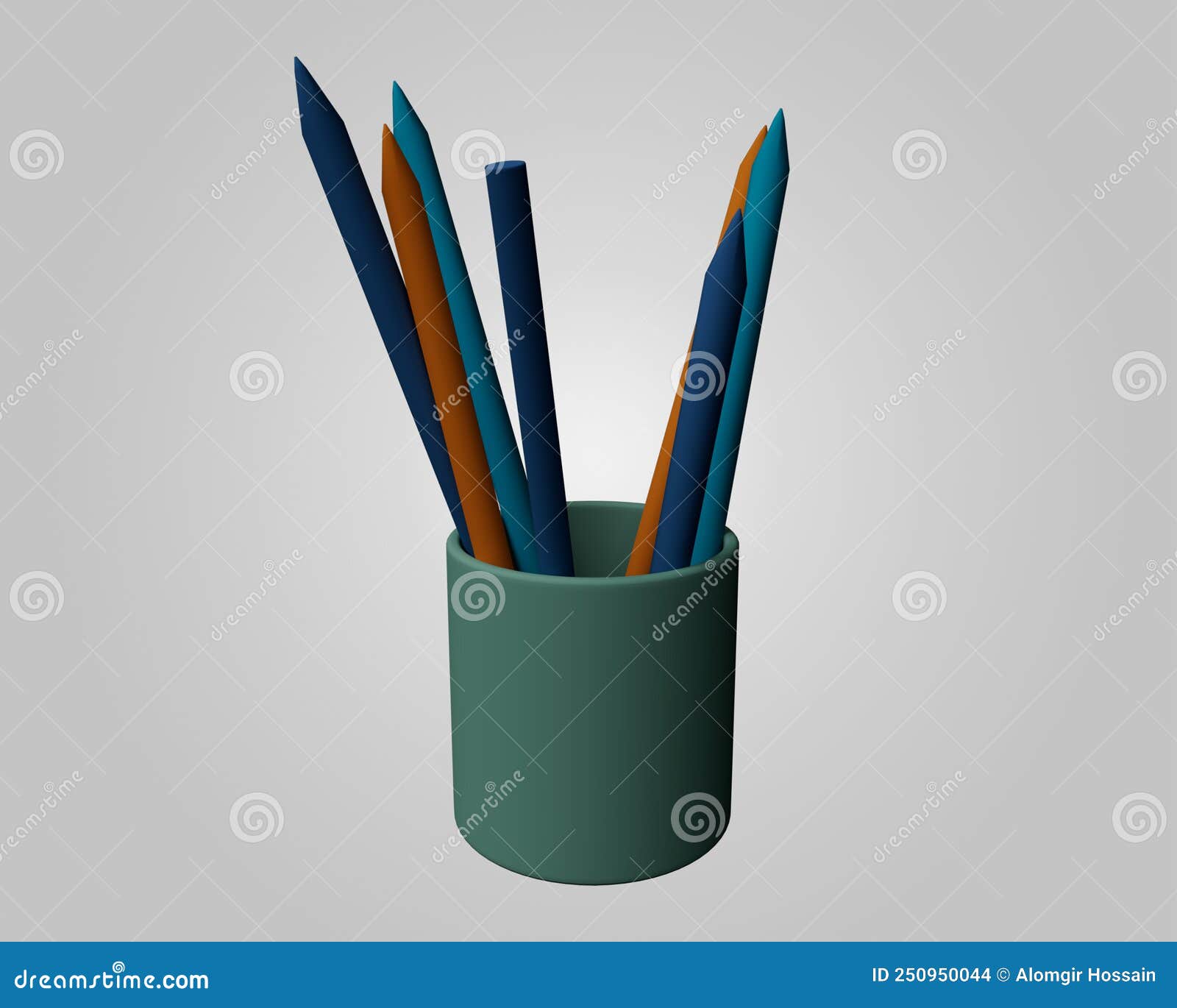 Abstract Design Element 3d Render of Pens with Pencil Holder Minimalist ...