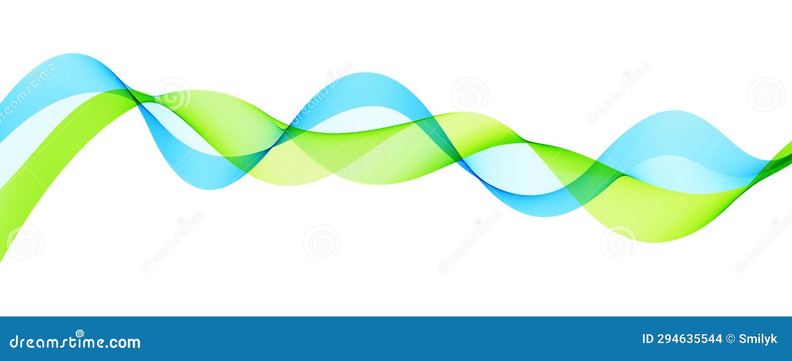 Abstract Design Element Light Blue and Green Wave Line Isolated on ...