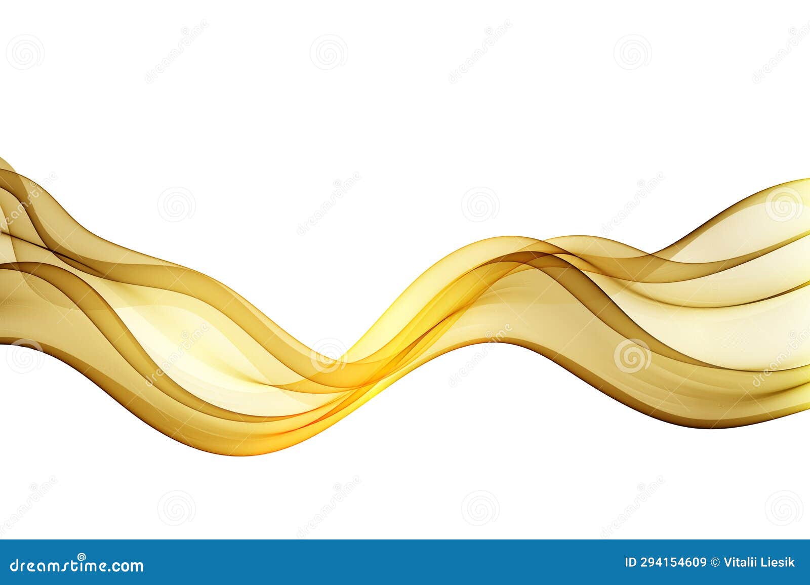 Abstract Design Element, Wavy Lines of Gold Color on a White Background ...