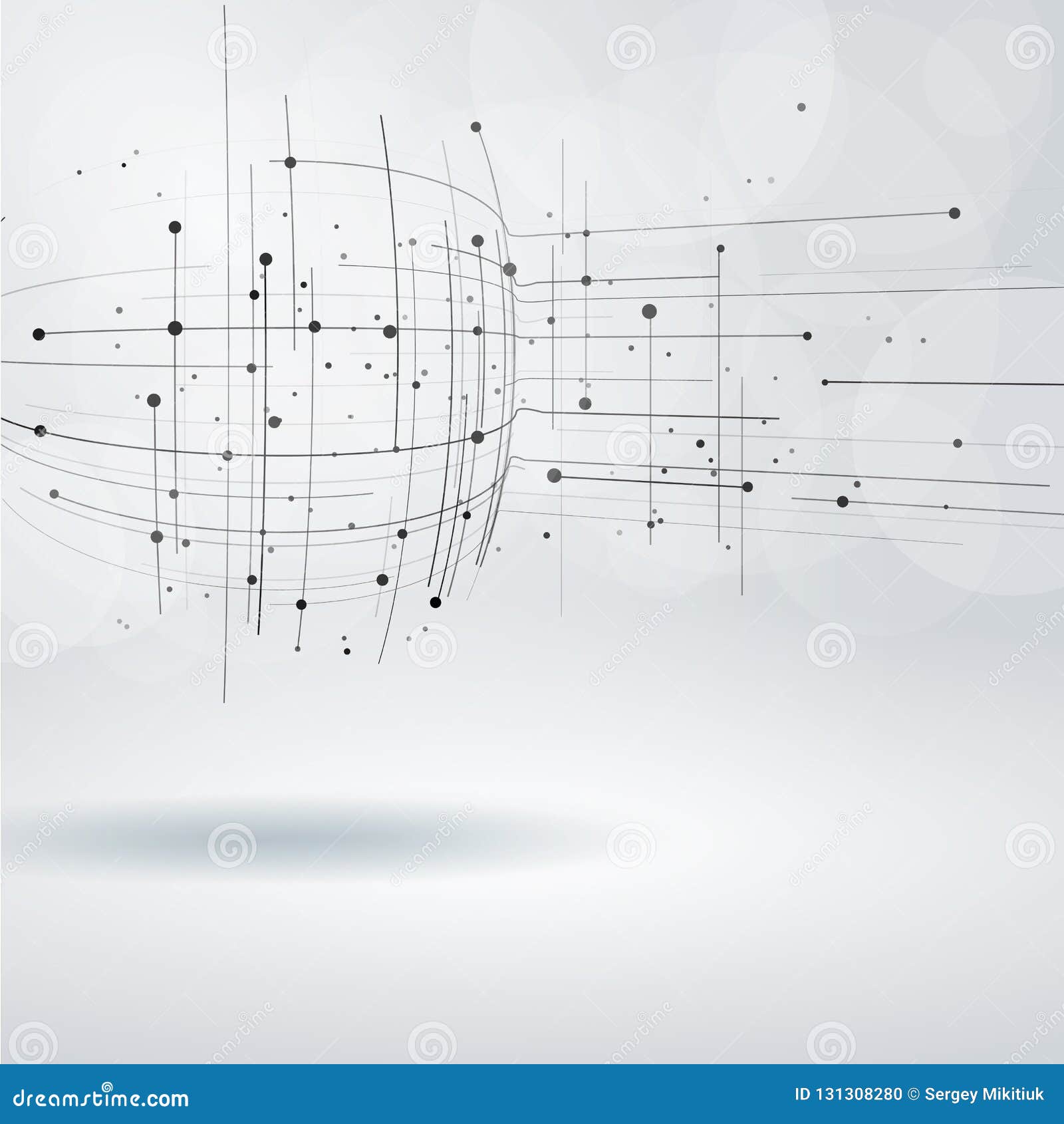 Abstract Design Element Wireframe Object With Lines And Dots Stock