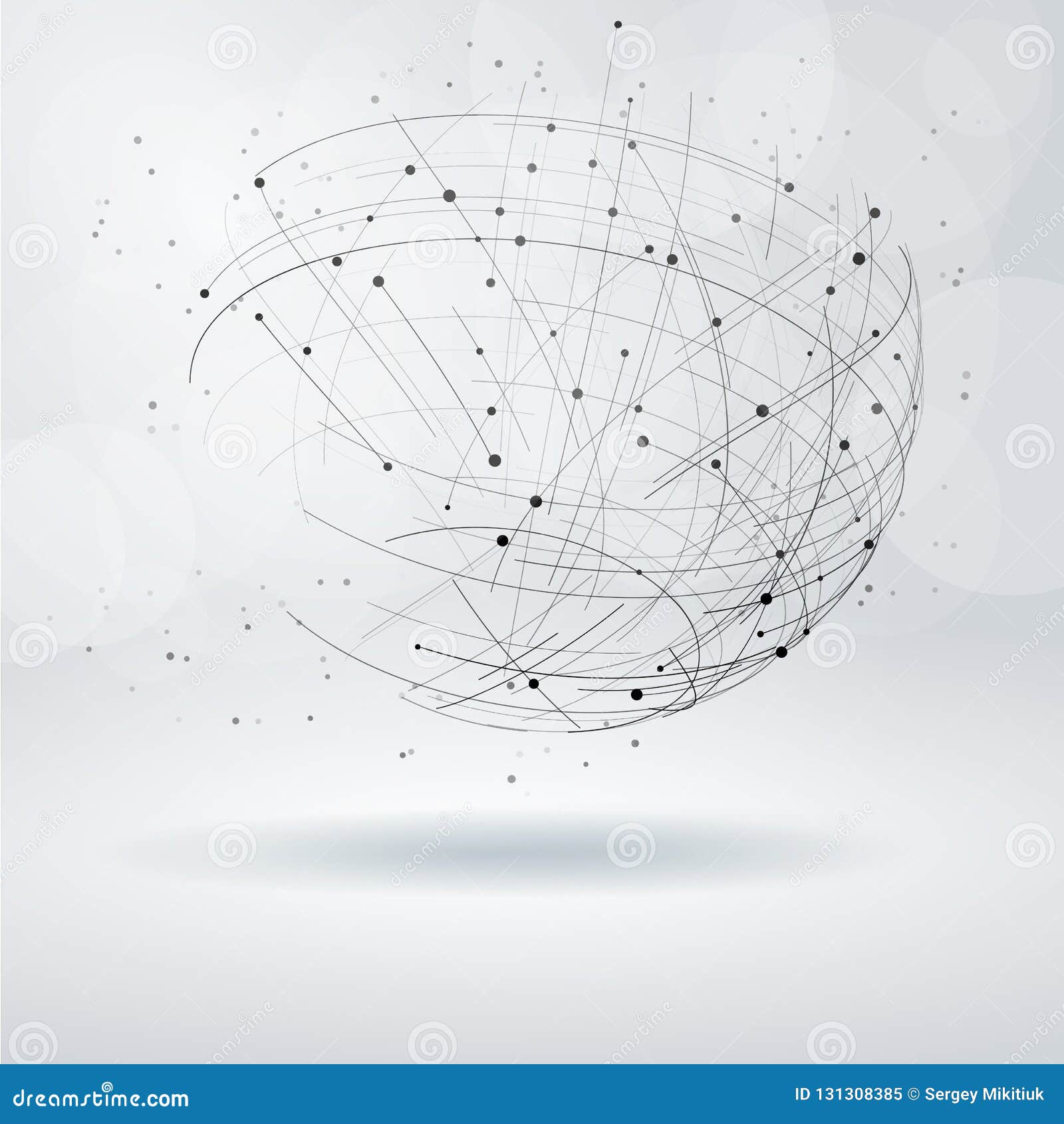 Abstract Design Element Wireframe Object With Lines And Dots Stock Vector Illustration Of