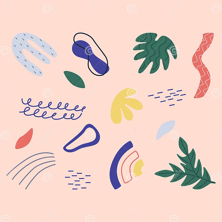 Abstract Design Elements Set in Modern Trendy Doodle Style. Creative ...