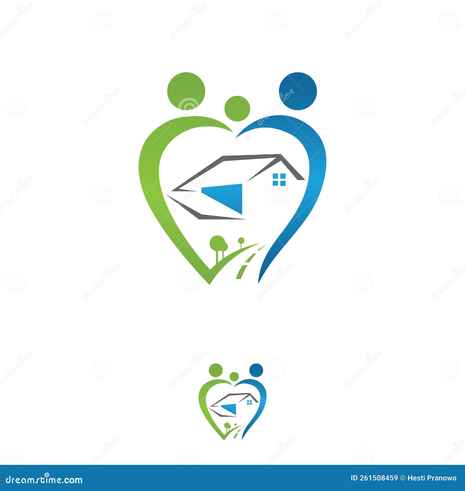 Family In Shape Of Hearts Logo. Parenthood Concept Cartoon Vector ...