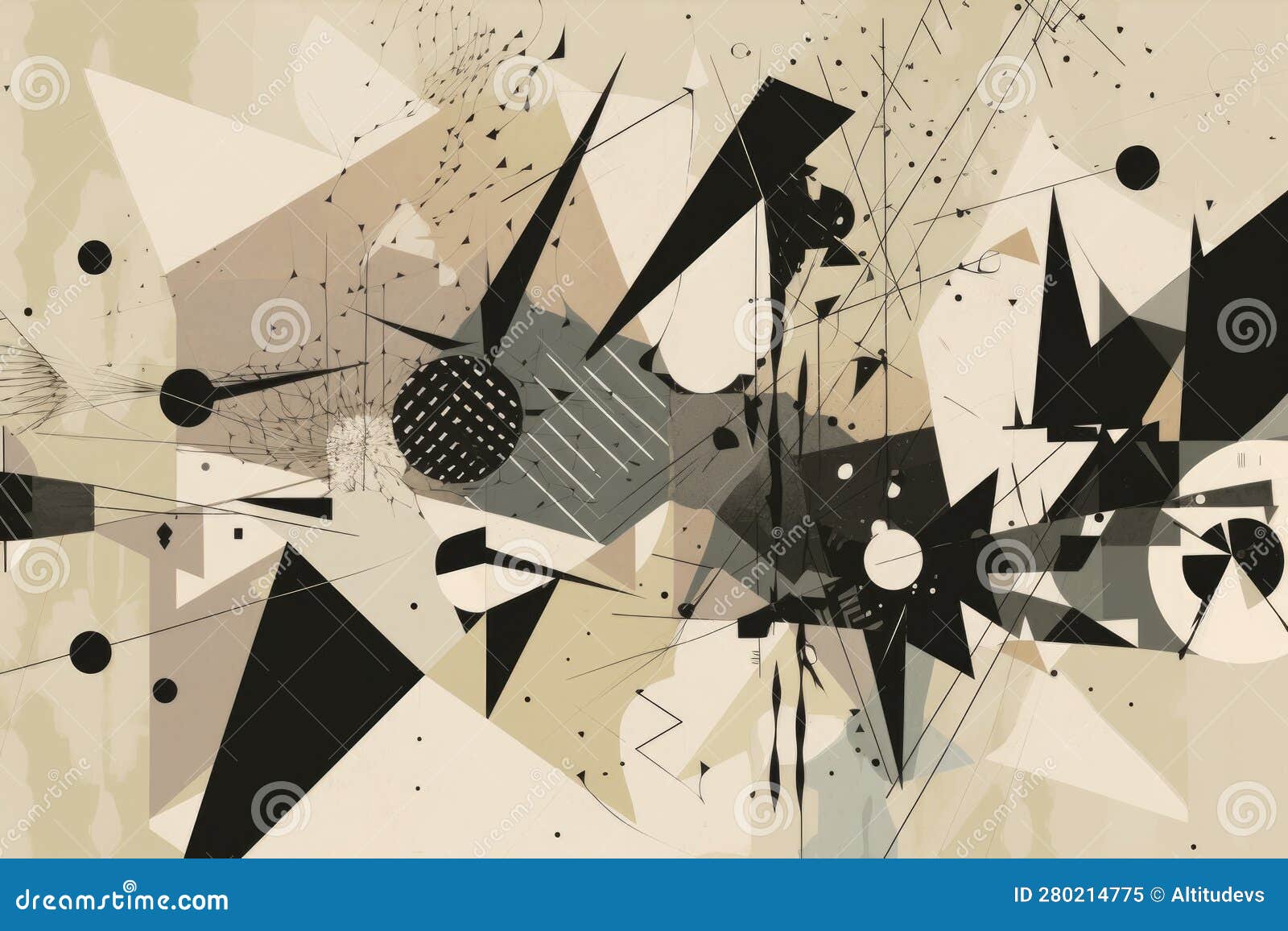 Abstract Design, Featuring Deconstructed and Fragmented Shapes, Against ...