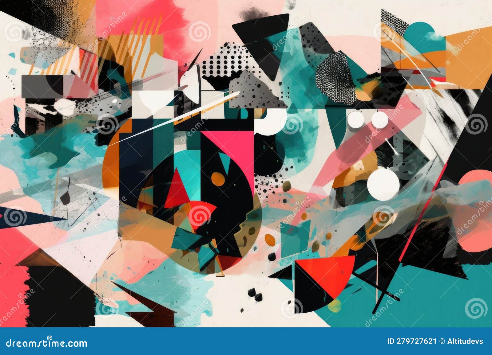 Abstract Design Featuring Deconstructed and Fragmented Shapes in a Bold ...