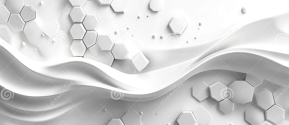 Abstract Design Featuring Hexagonal Patterns and Flowing White Surfaces ...