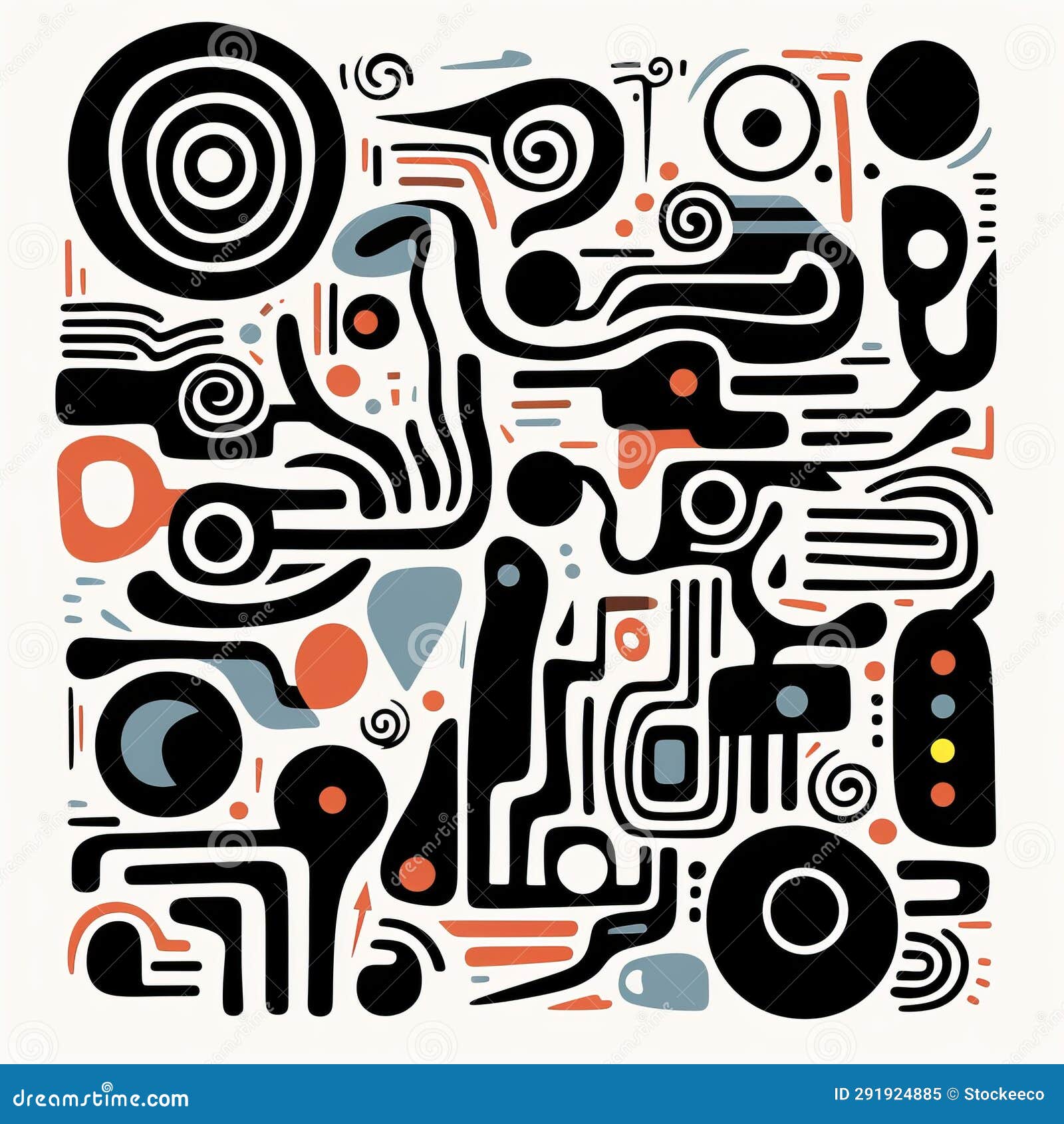Abstract Organic Contours: a Bold Doodle Poster with Memphis Design ...