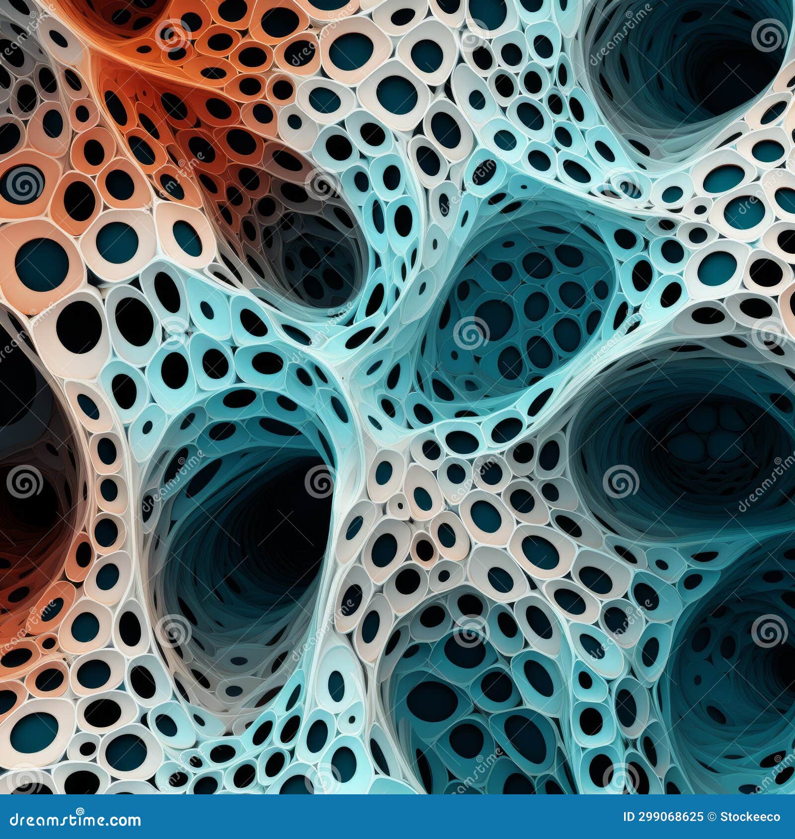 Fractal Image Blue and Orange Pattern in Bone Style Stock Illustration ...