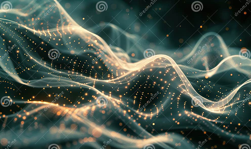 An Abstract Design Featuring a Sparkling Wave Pattern with Golden ...