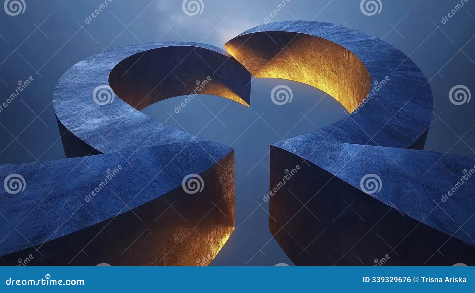 Abstract Design Featuring Two Interlocking Shapes with a Glowing Center ...