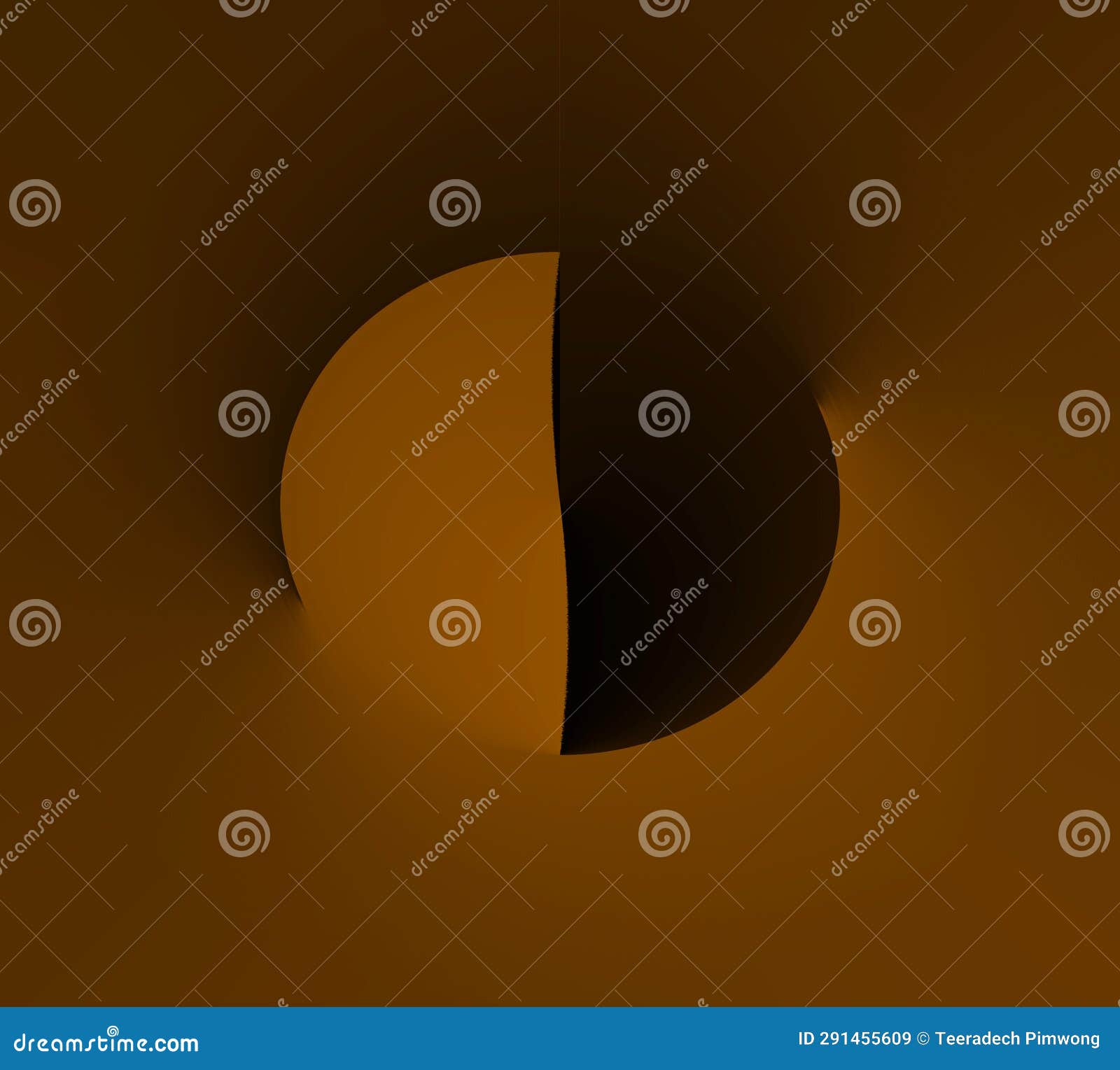 Abstract Design with Glowing Circles Divided into Two Sides Represented ...