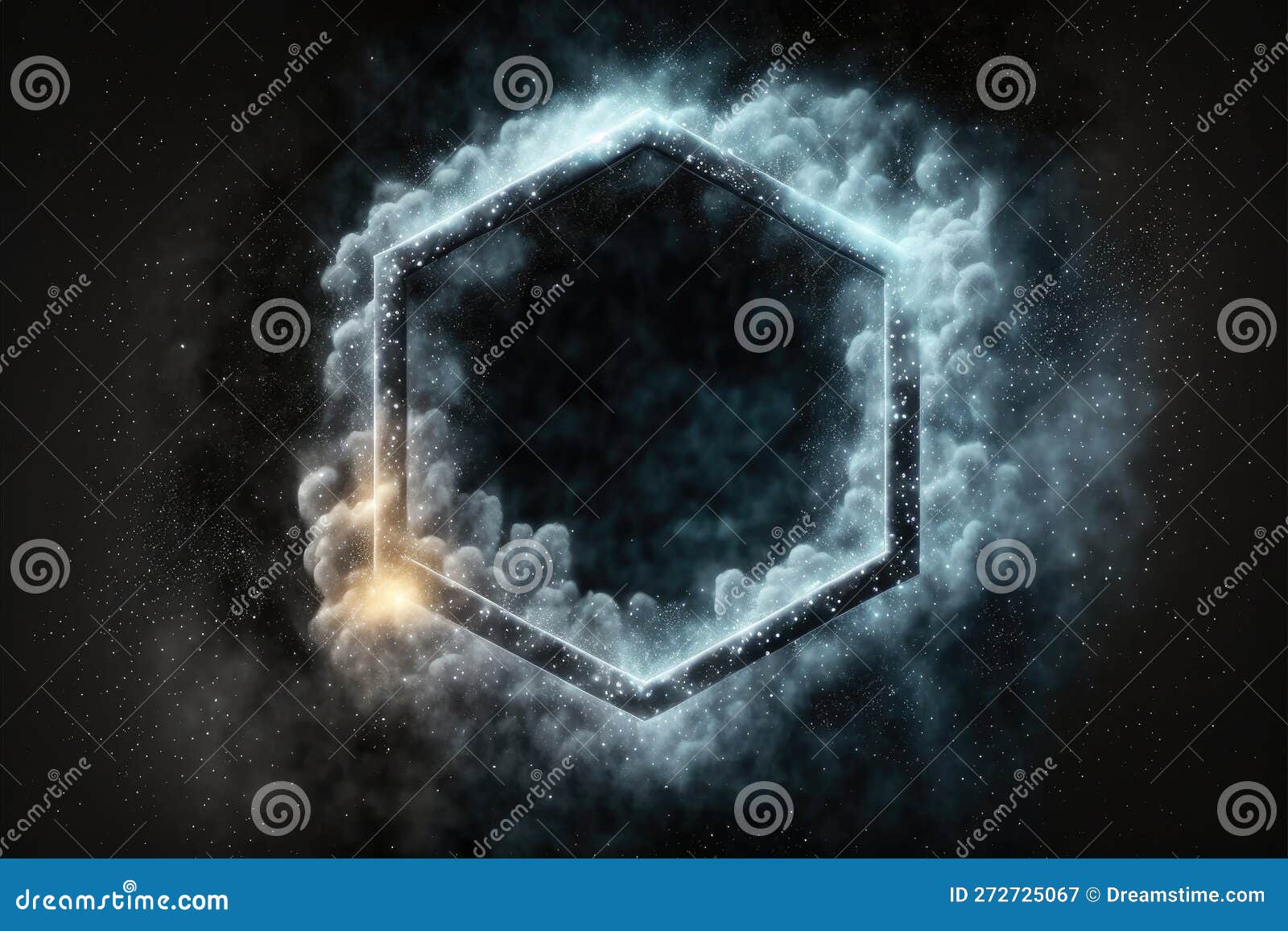 Abstract Design of Hexagon Shape Clouds with Dying Colorful Particles ...