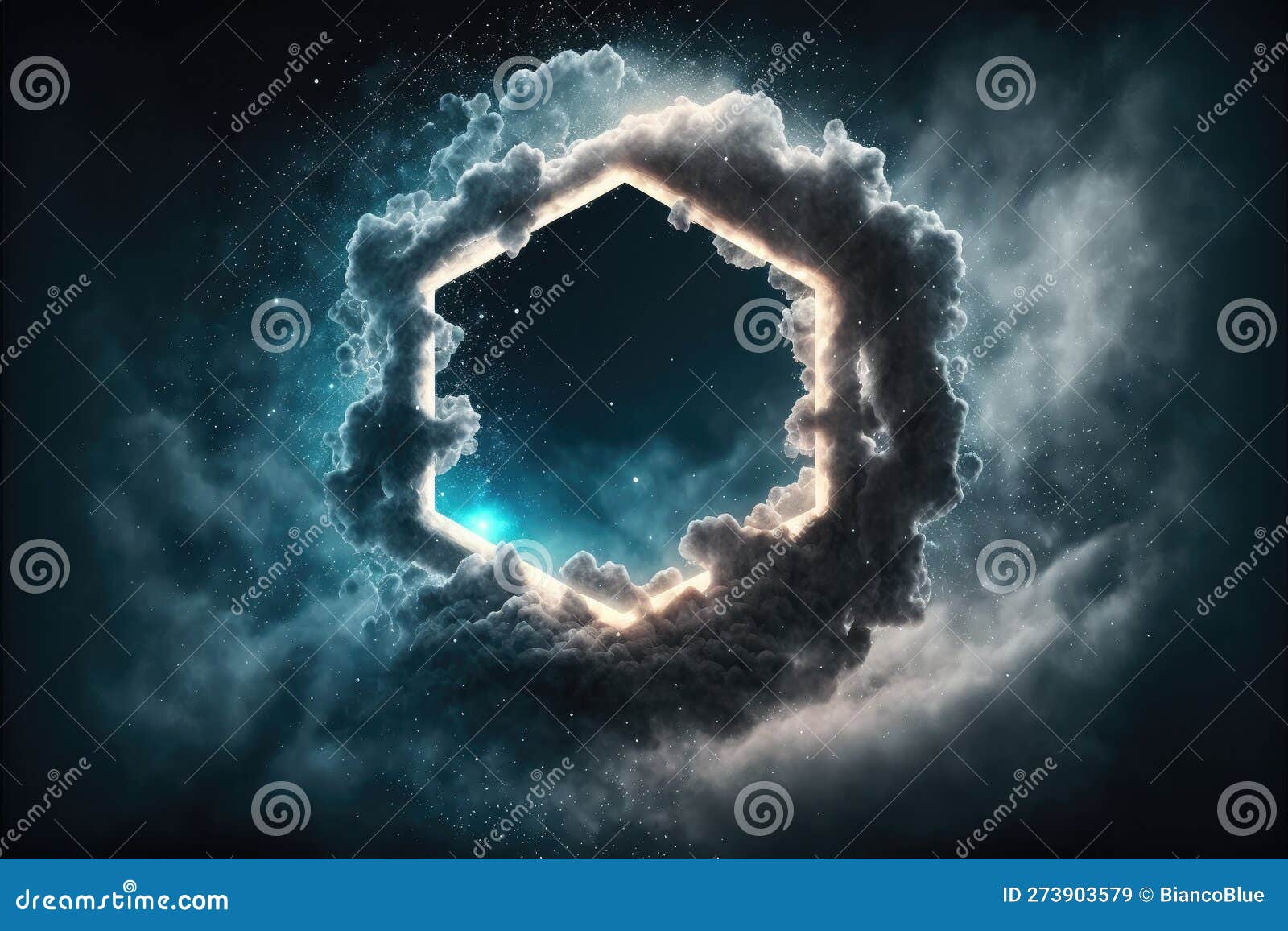 Abstract Design of Hexagon Shape Clouds with Dying Colorful Particles ...