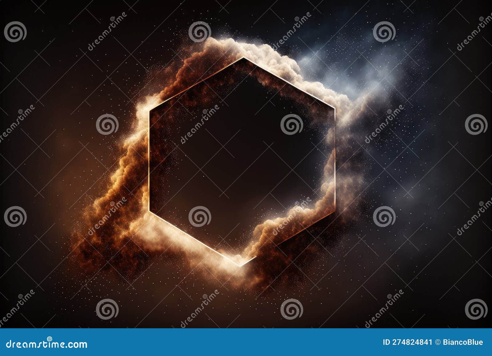 Abstract Design of Hexagon Shape Clouds with Dying Colorful Particles ...