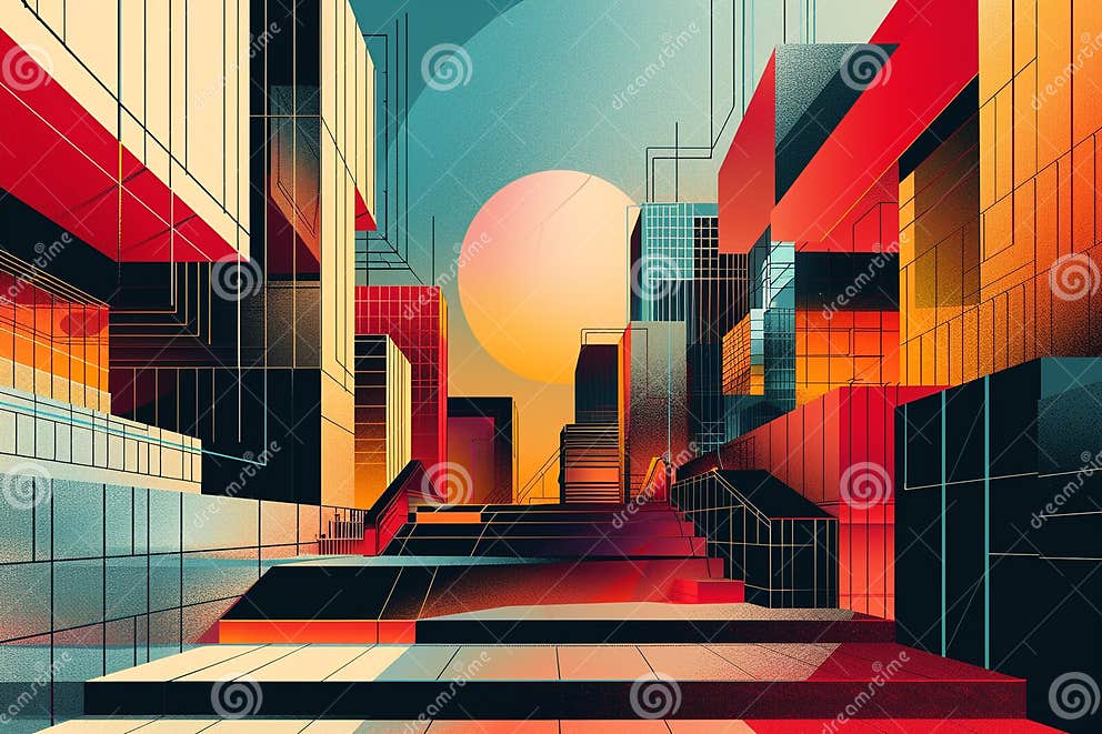 An Abstract Design Illustration Inspired by Architectural Forms, with ...