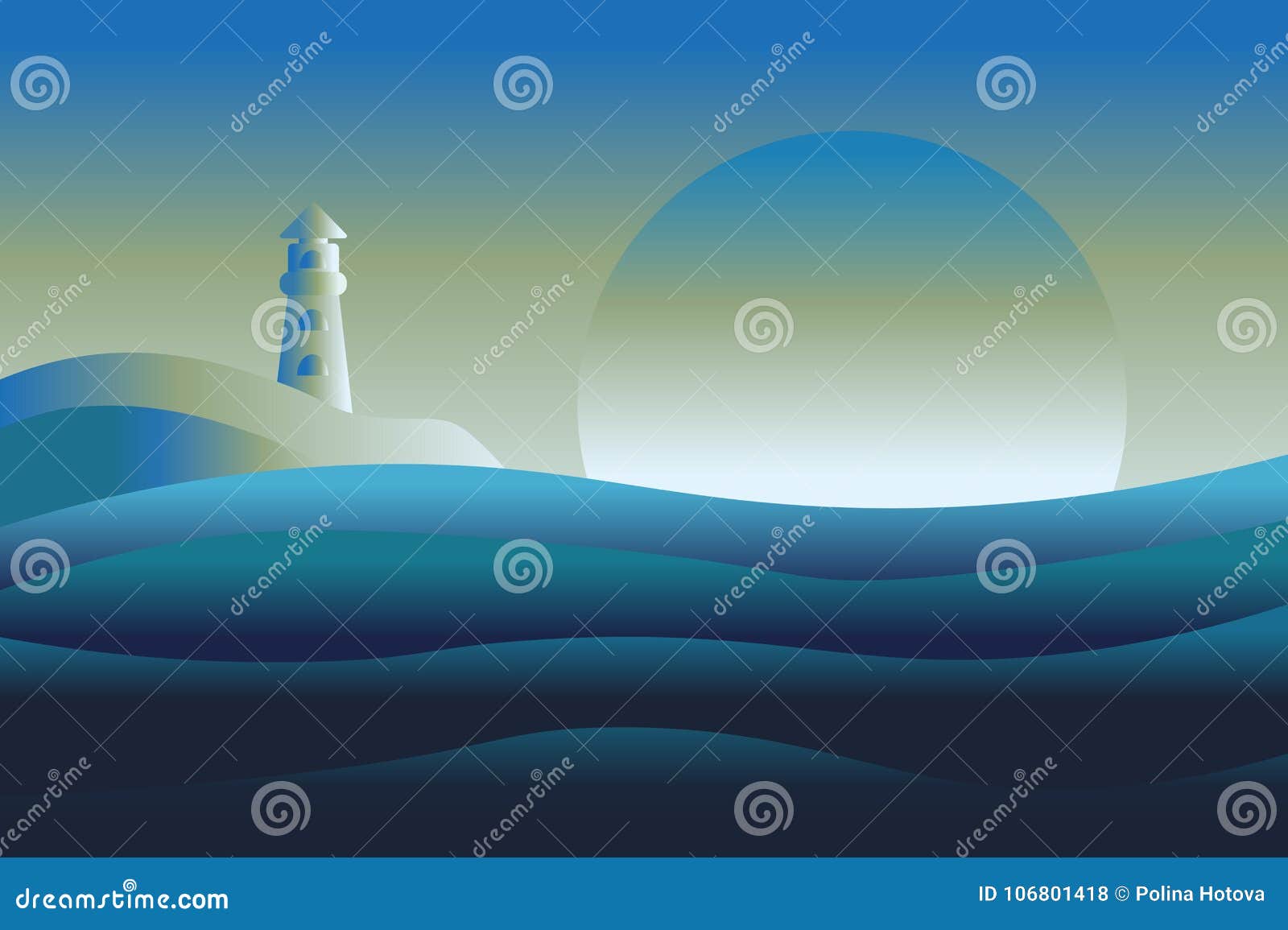 Abstract Design of Lighthouse and Sea Ocean Stock Vector - Illustration ...