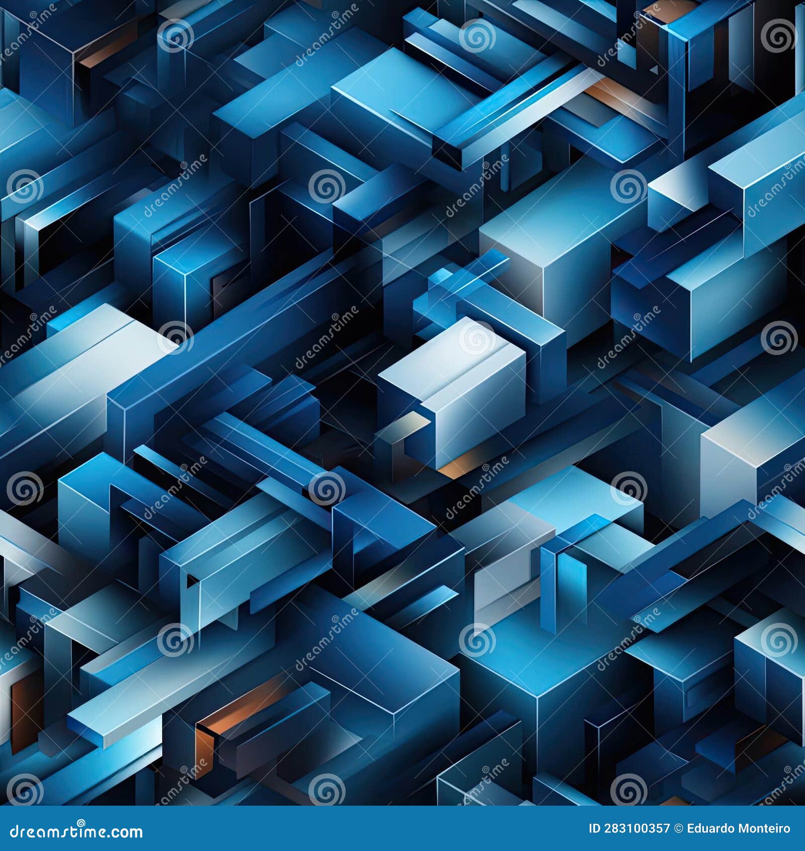 Abstract Design Made of Blue Cubes with Prismatic Forms (tiled) Stock ...