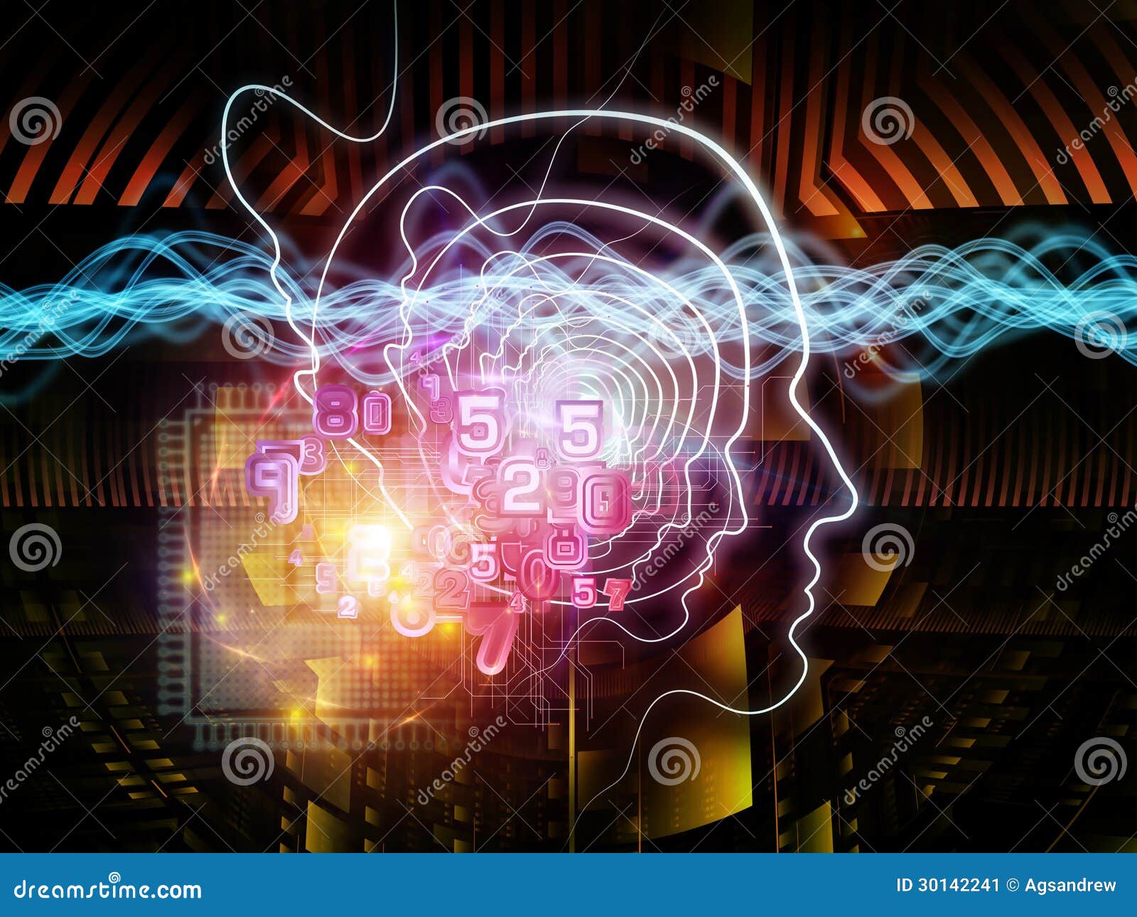 Toward Digital Consciousness Stock Illustration - Illustration of math ...