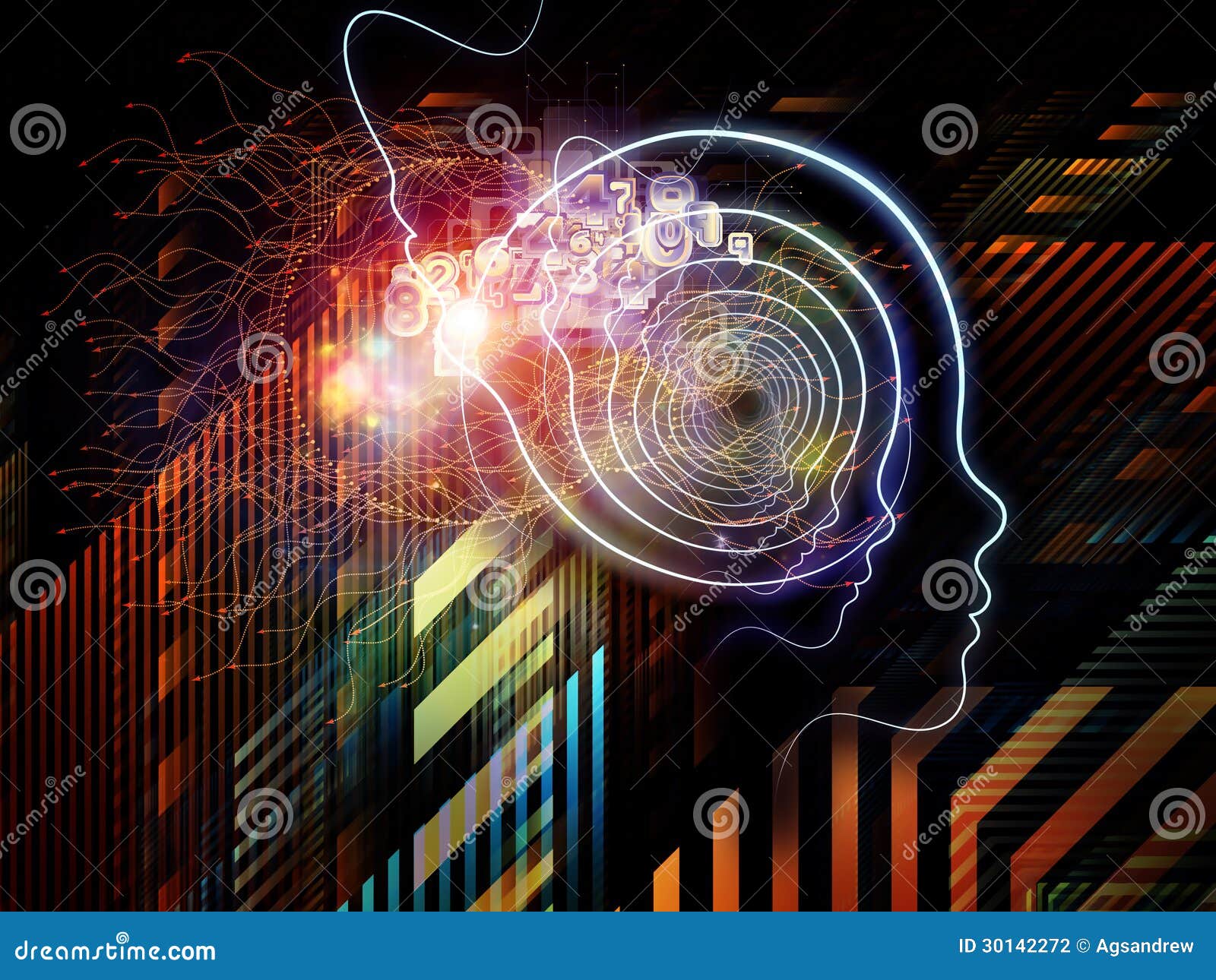 Toward Digital Consciousness Stock Illustration - Illustration of brain ...